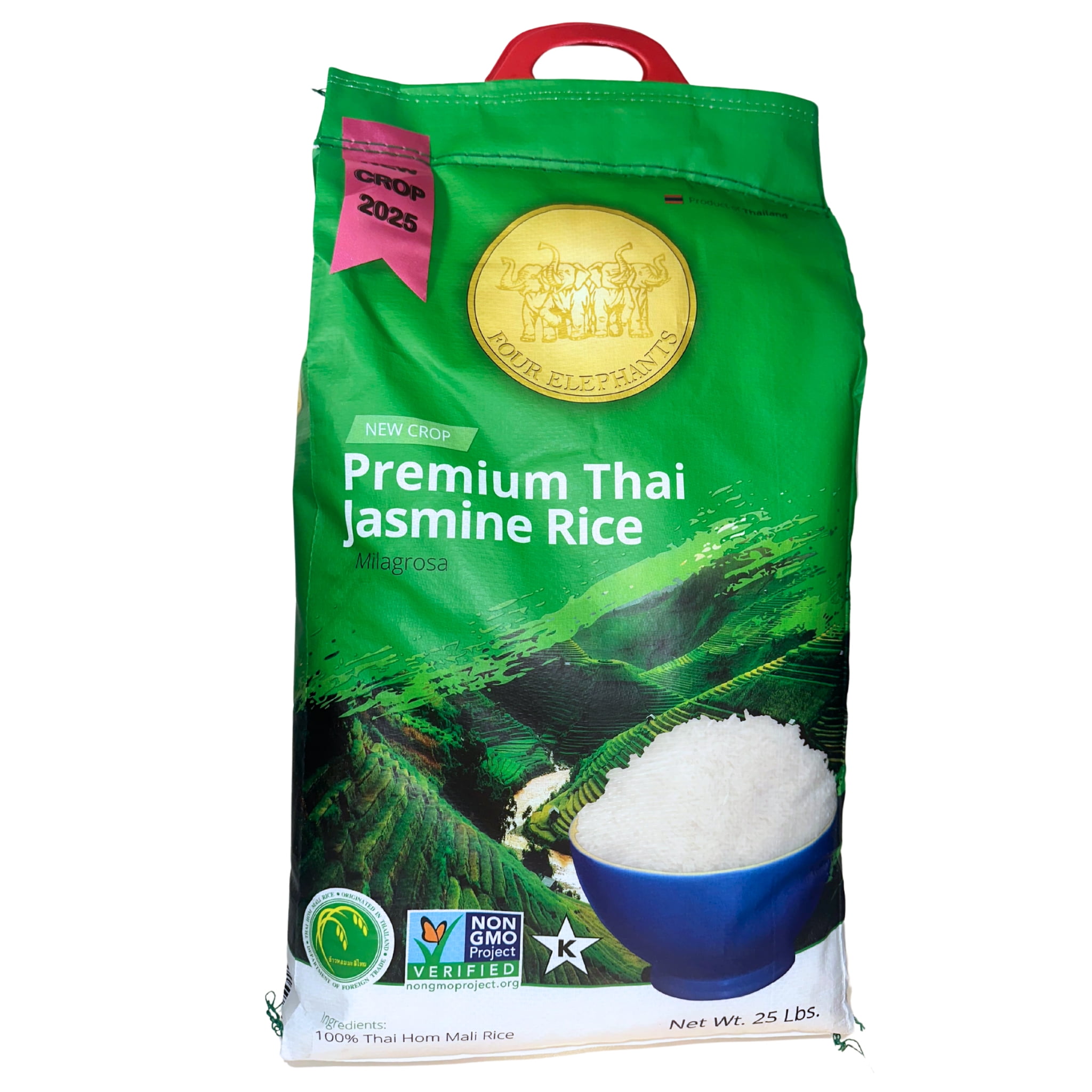 Four Elephants Premium Thai Hom Mali Jasmine Rice 25 lbs - Long-Grain ...