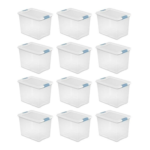 25 Qt Latching Storage Box, Stackable Bin with Latch Lid, Plastic ...