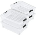 25 Quart Clear Underbed Storage Bins with Wheels, Stackable Plastic ...