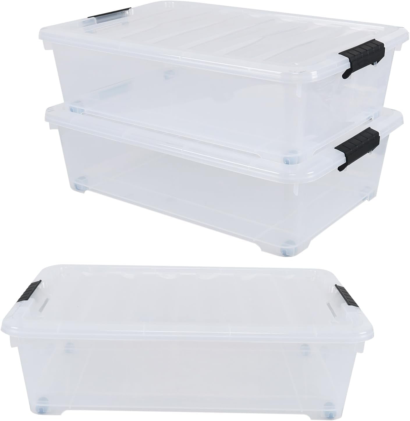 25 Quart Plastic Under Bed Storage Boxes, Wheeled UnderBed Storage ...