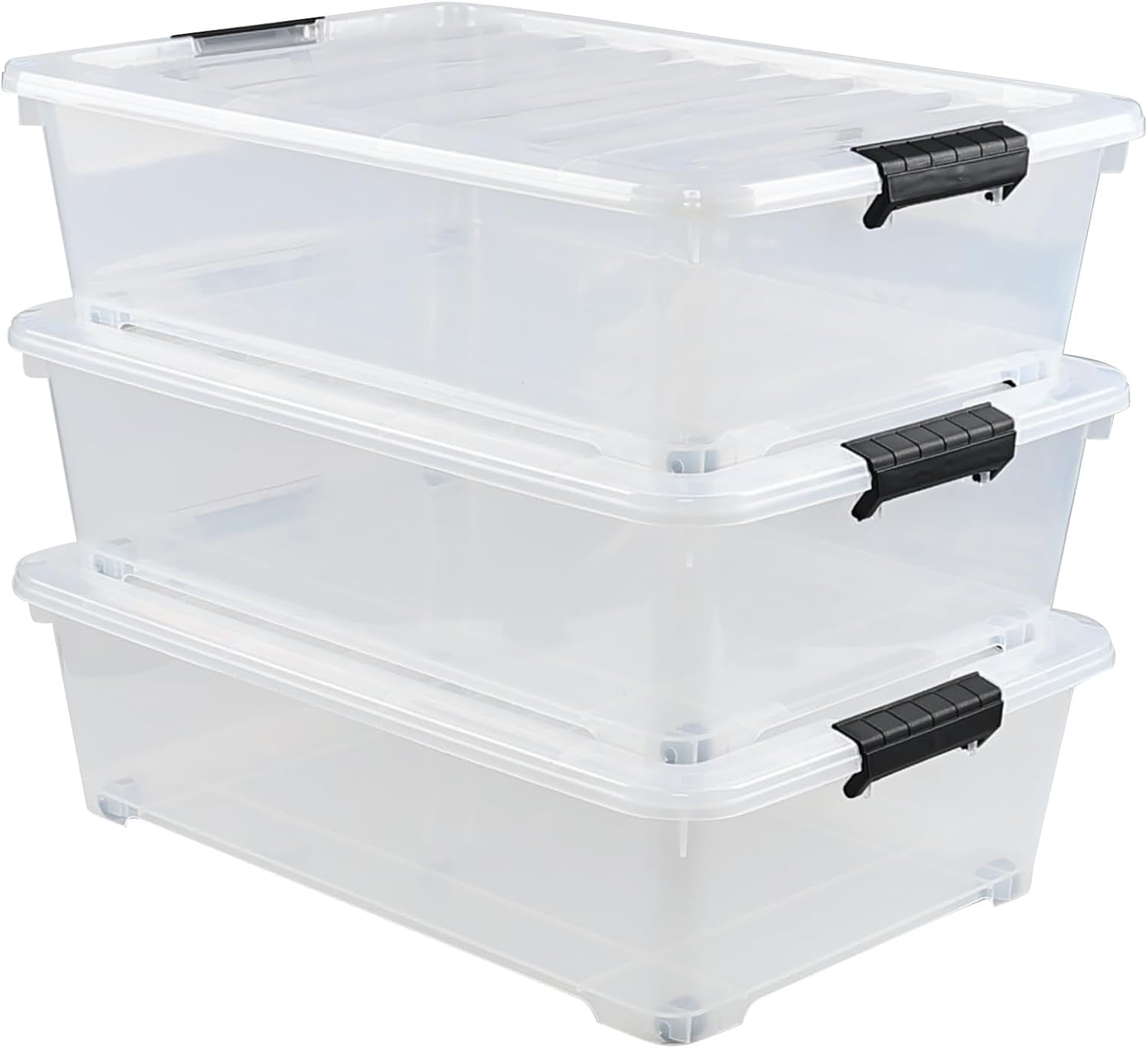 25 Quart Plastic Underbed Storage Container with Wheels, Clear Under ...
