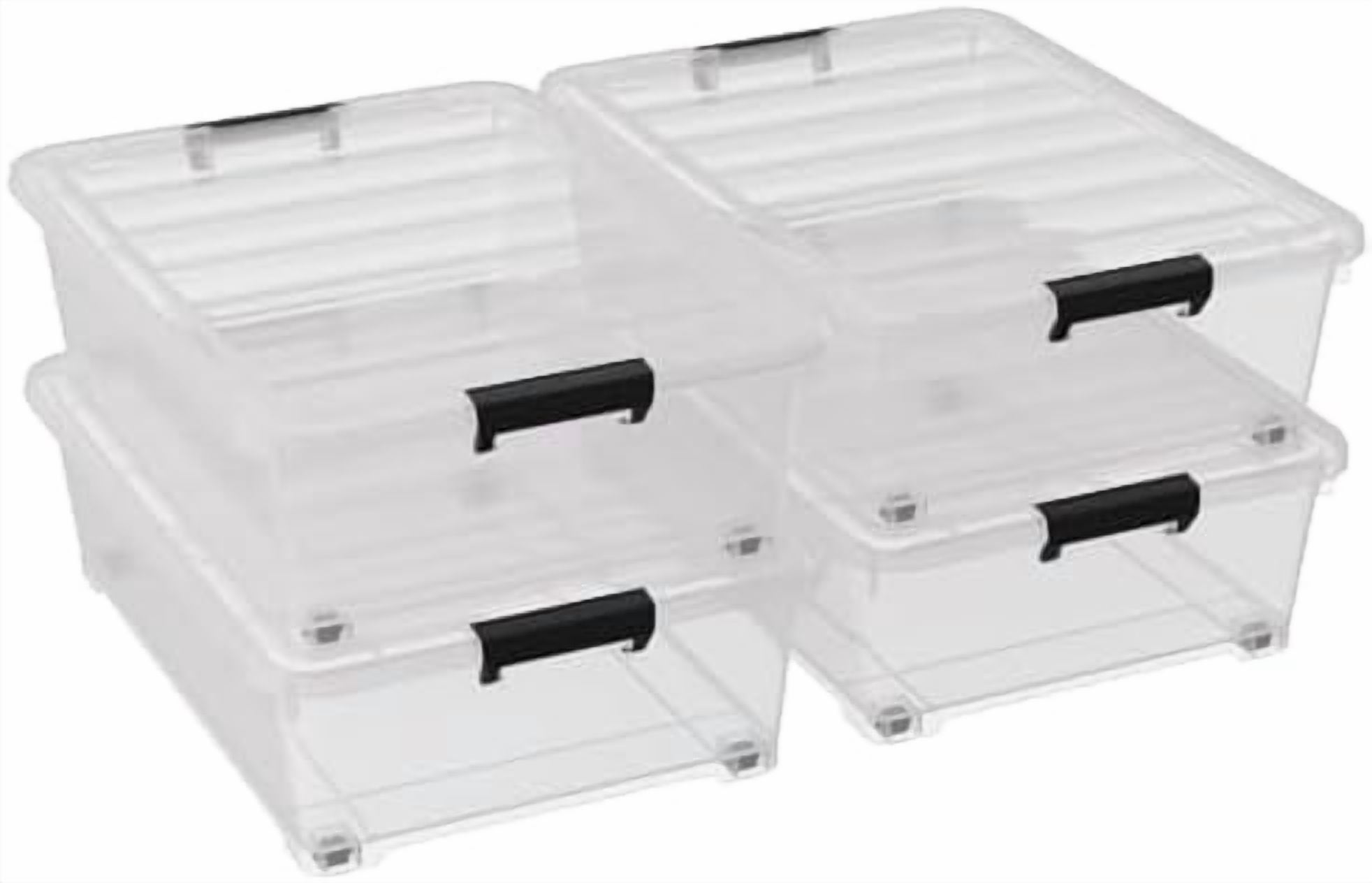 25 Quart Under Bed Clear Latch Bin with Wheel, Plastic Under Bed ...
