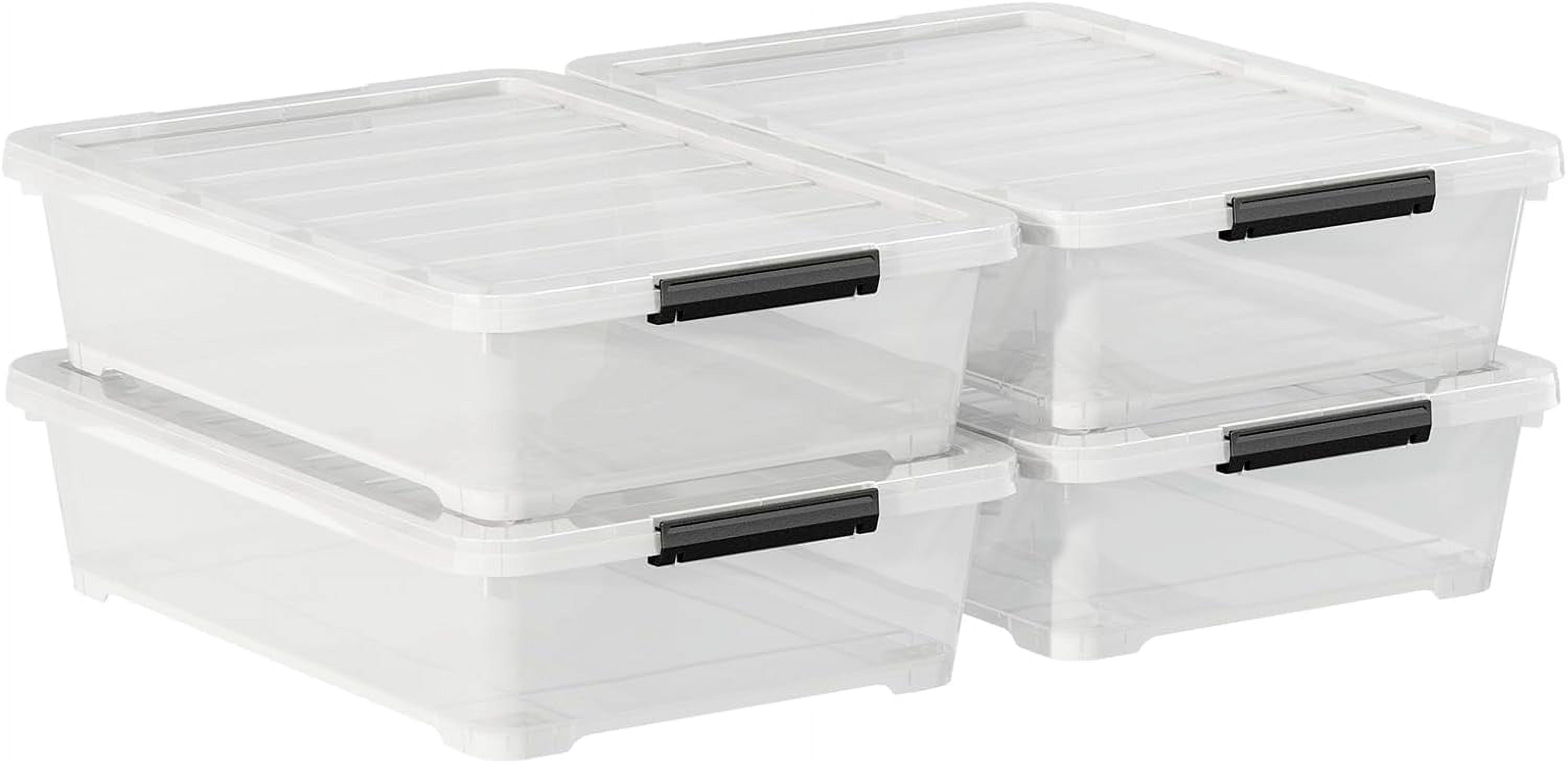 25 Quart Under the Bed Low Profile Storage Boxes, 4Pack Easy Rolling ...
