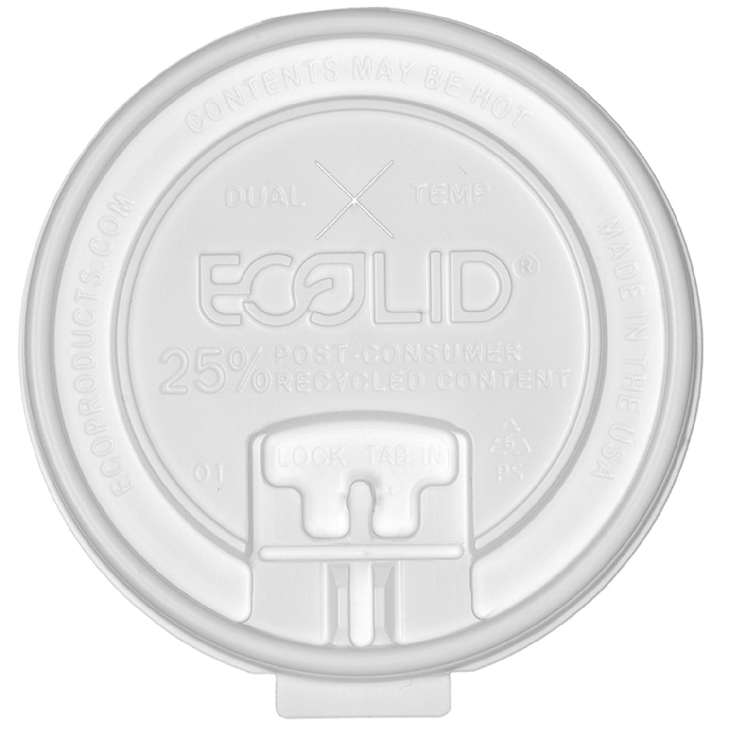 25% Recycled Content Dual-Temp Locking Tab Lid with Straw Slot – 10 ...