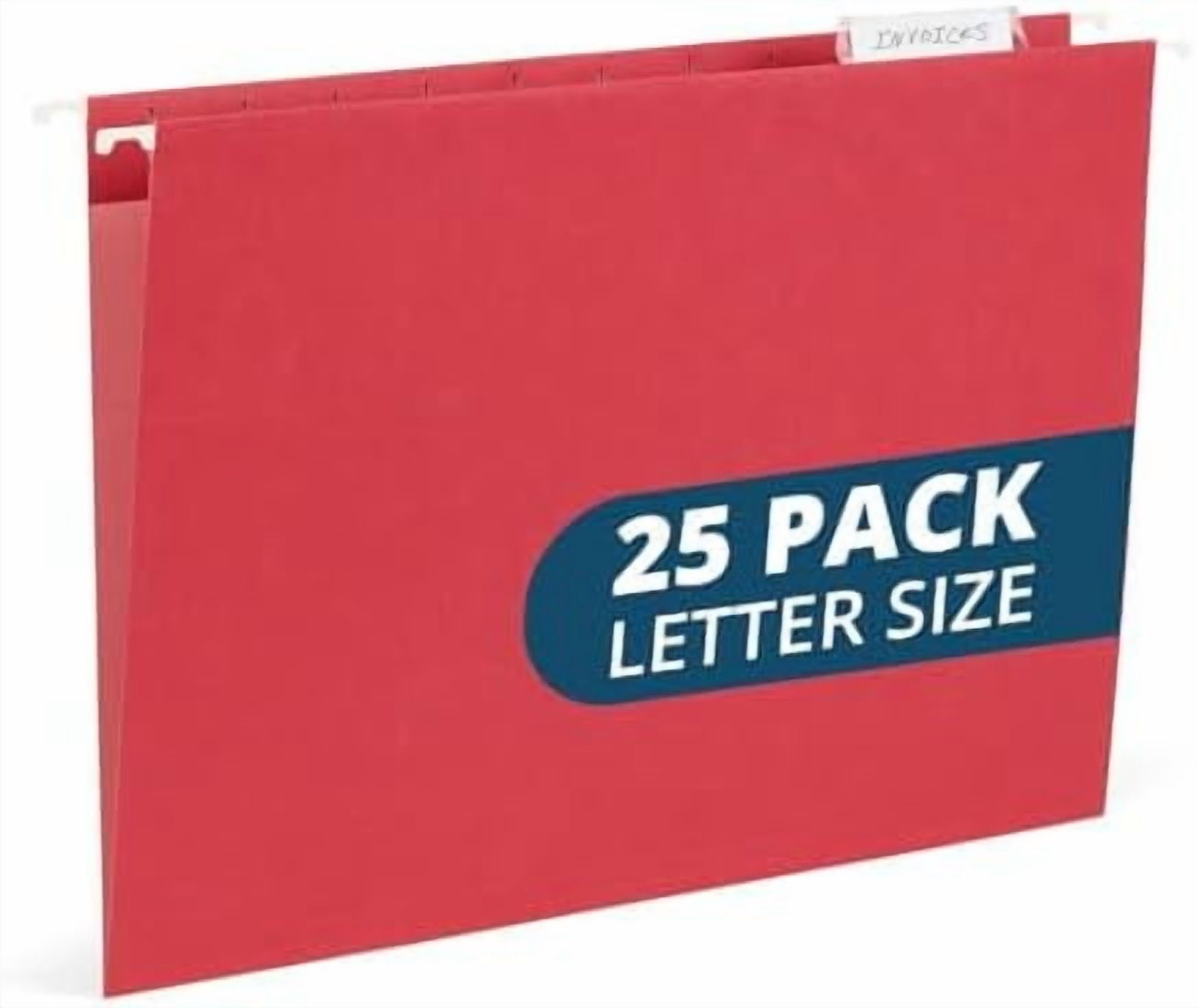 25 Red Hanging File Folders Letter Size – Durable 11pt Paper, Plastic ...