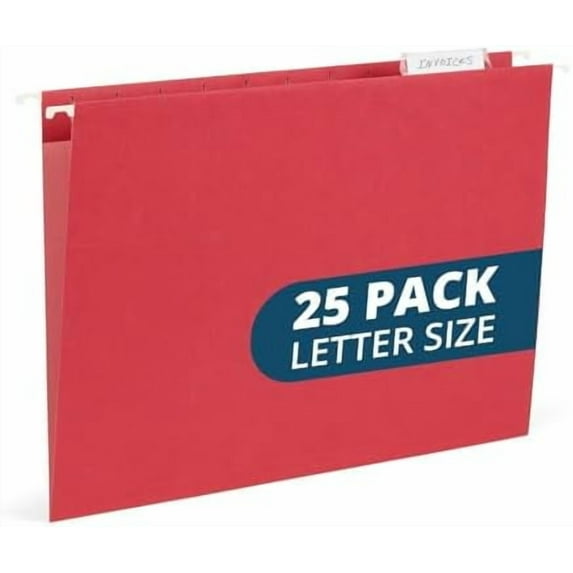 25 Red Hanging File Folders Letter Size – Durable 11pt Paper, Plastic ...