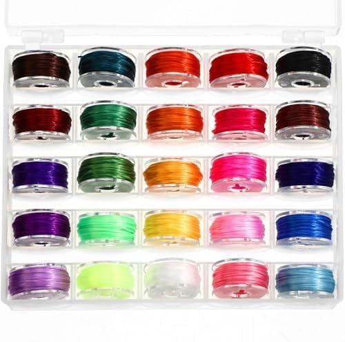 25 Rolls 0.8mm Flat Stretchy Bracelet Strings with Organizing Cases ...