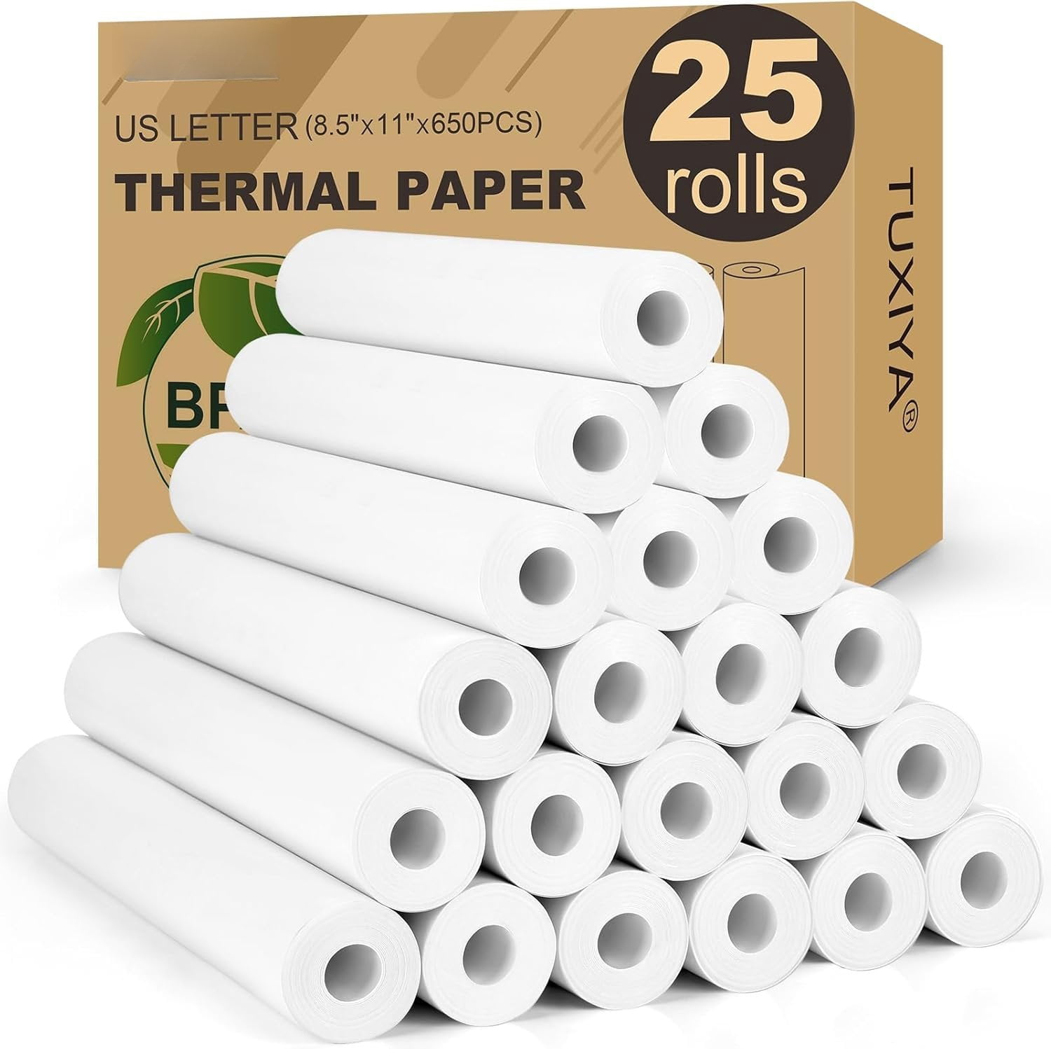 25 Rolls Thermal Printer Paper 8.5"x11" Letter Size, Quick-Dry Thermal ...