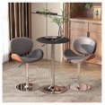 25" Round Bistro Table Adjustable Height Faux Leather Chrome Standing ...