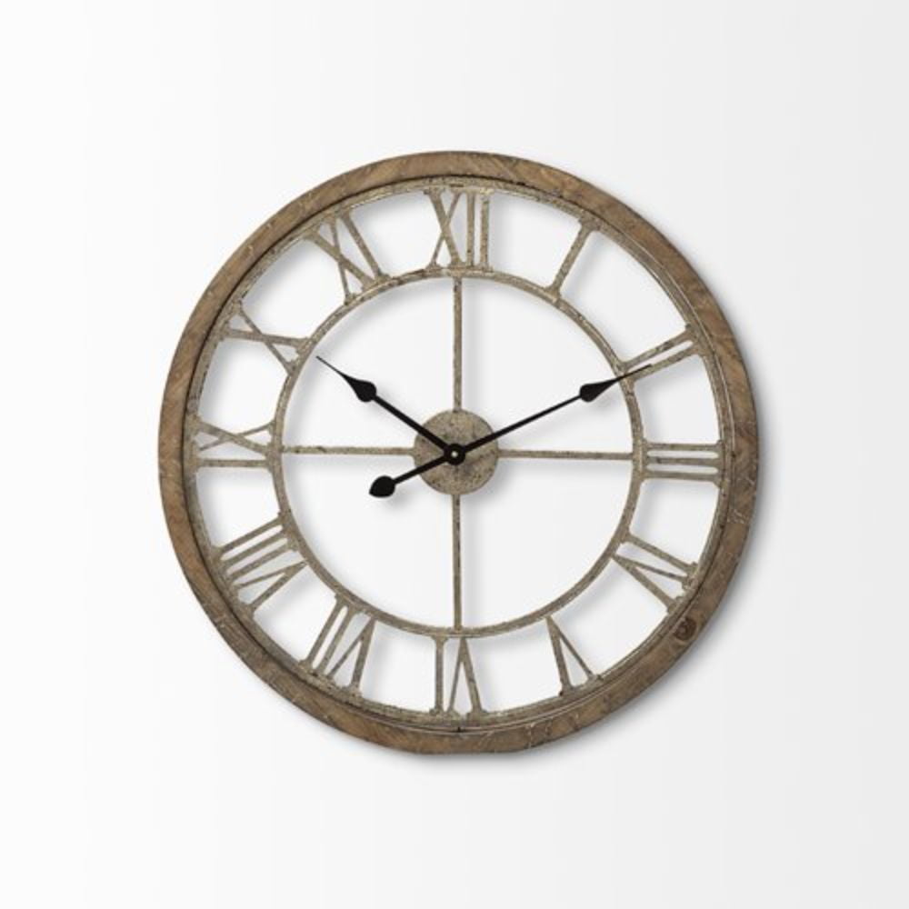 25" Round Large BrownFarmhouse style Wall Clock - Walmart.com