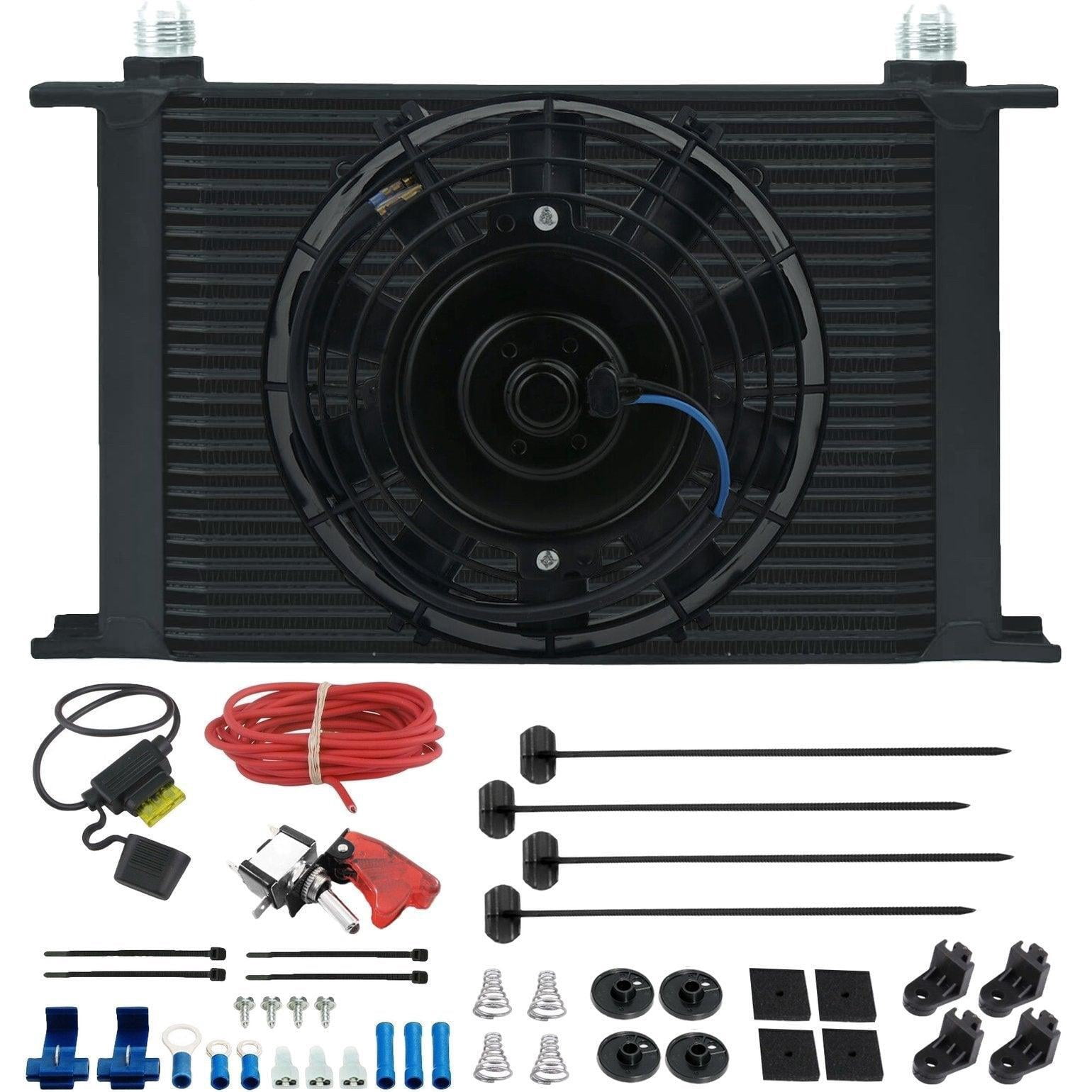 25 Row Transmission Oil Cooler Electric Cooling Fan 12V Toggle Switch ...