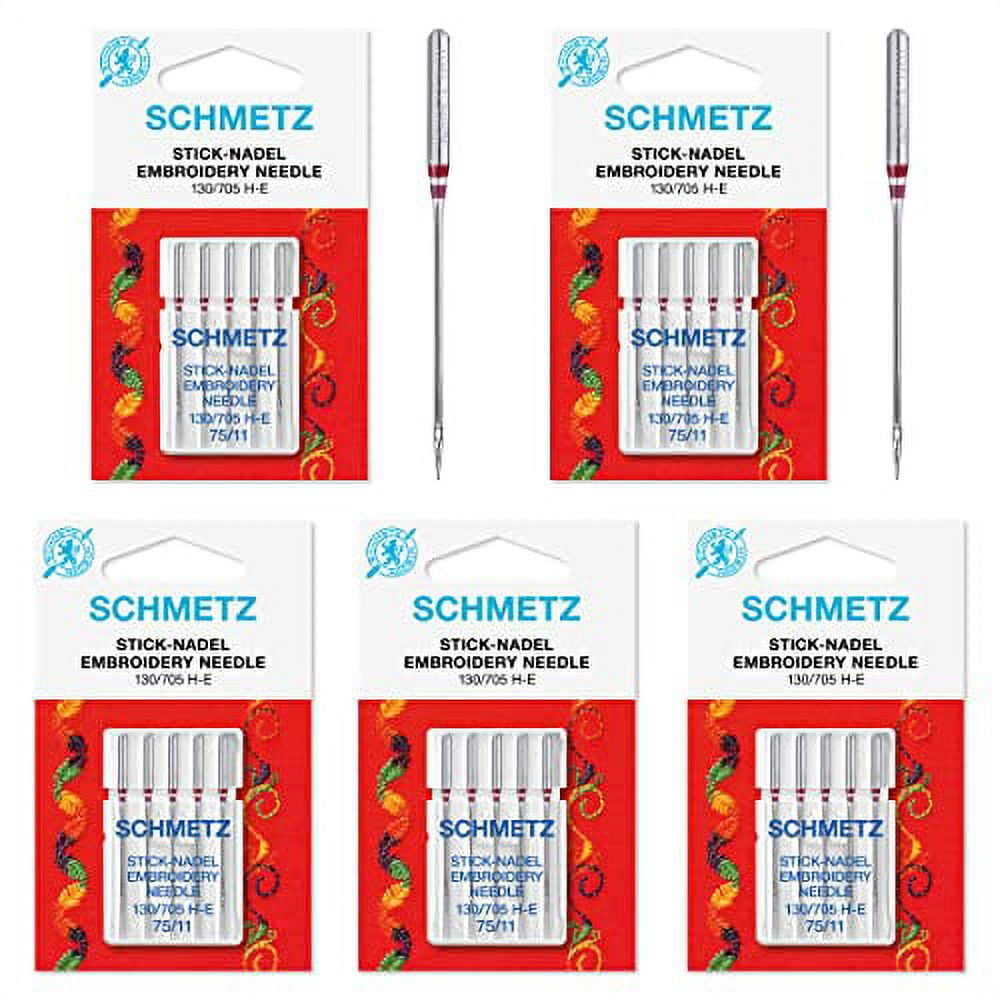 25 Schmetz Embroidery Sewing Machine Needles 130/705H H-E Size 75/11 ...