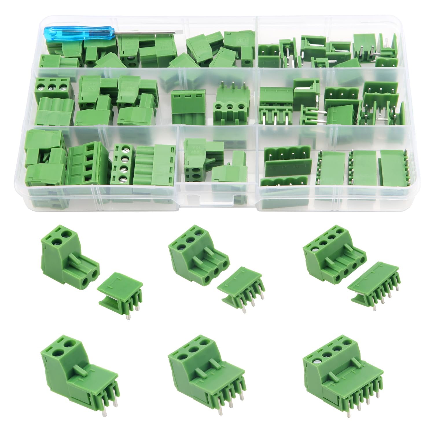 25 Set PCB Mount Screw Terminal Block Pluggable, 5.08mm Pitch 2 Pin / 3 ...