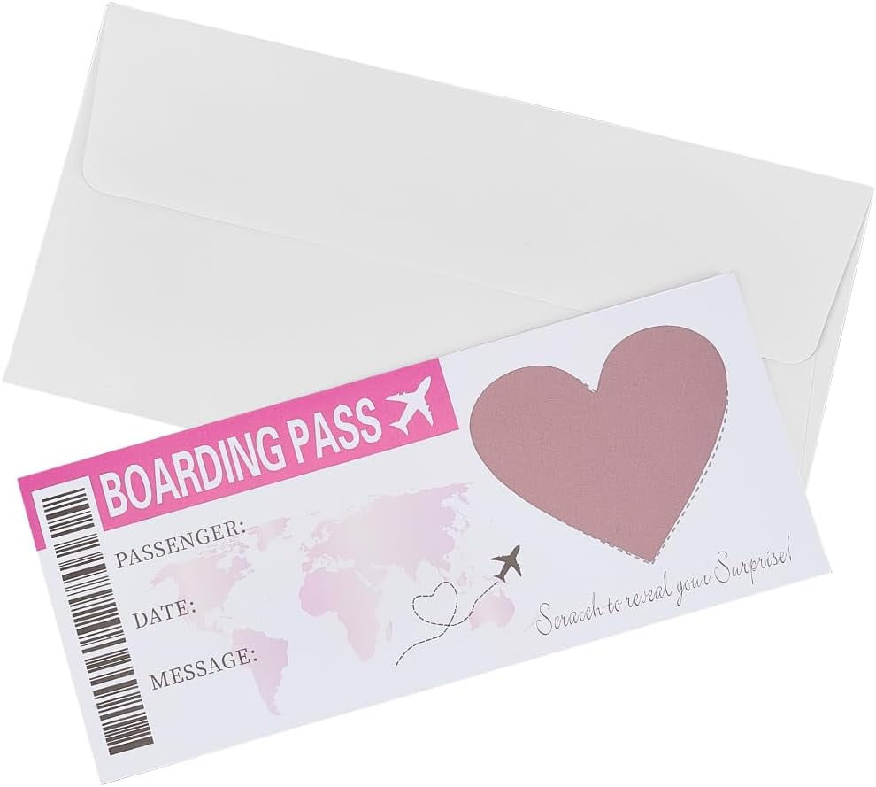 25 Set Scratch Surprise Boarding Pass Pink Scratch Off Boarding Pass ...