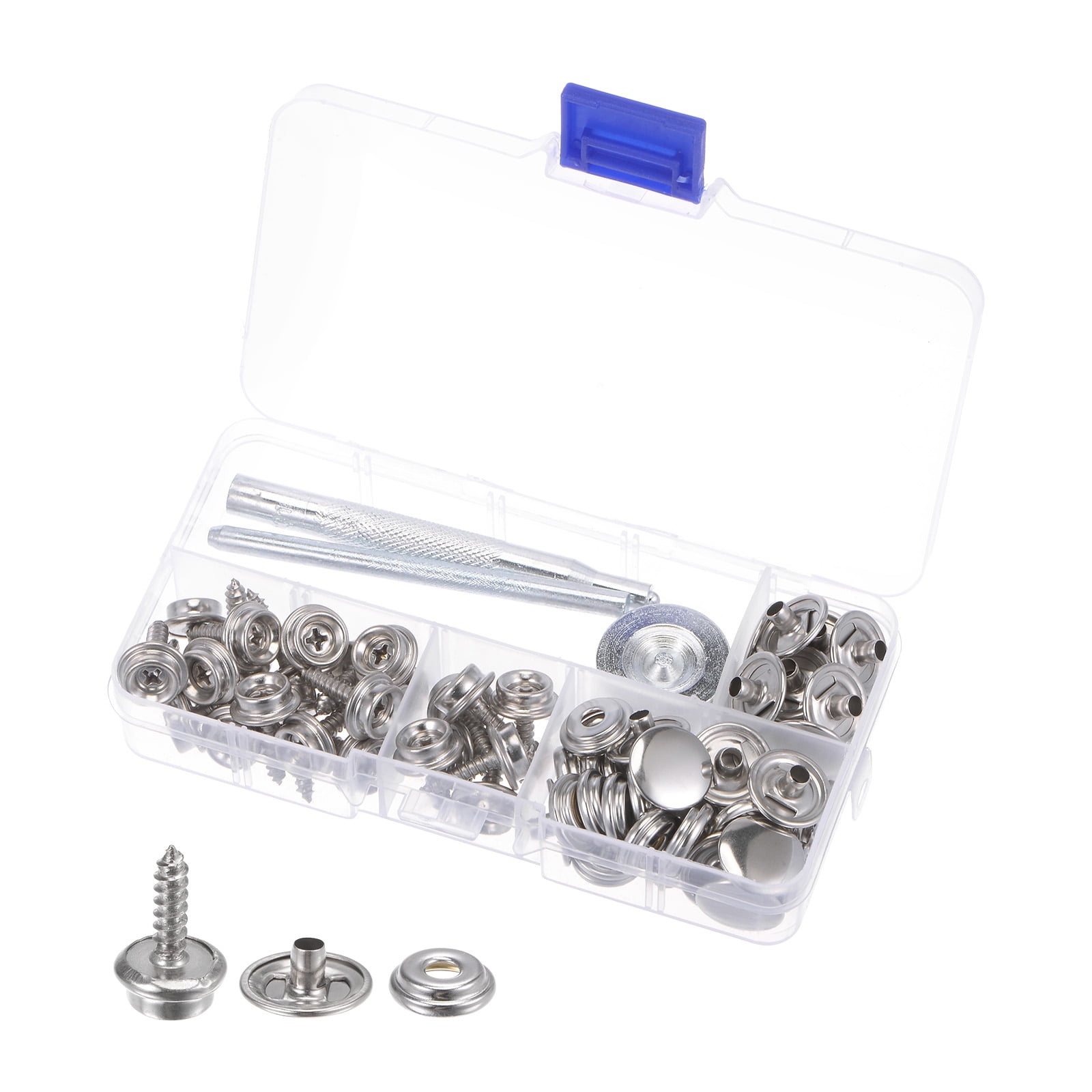 25 Set Screw Snap Fasteners Kit 15mm Stainless Steel Snaps Button for ...