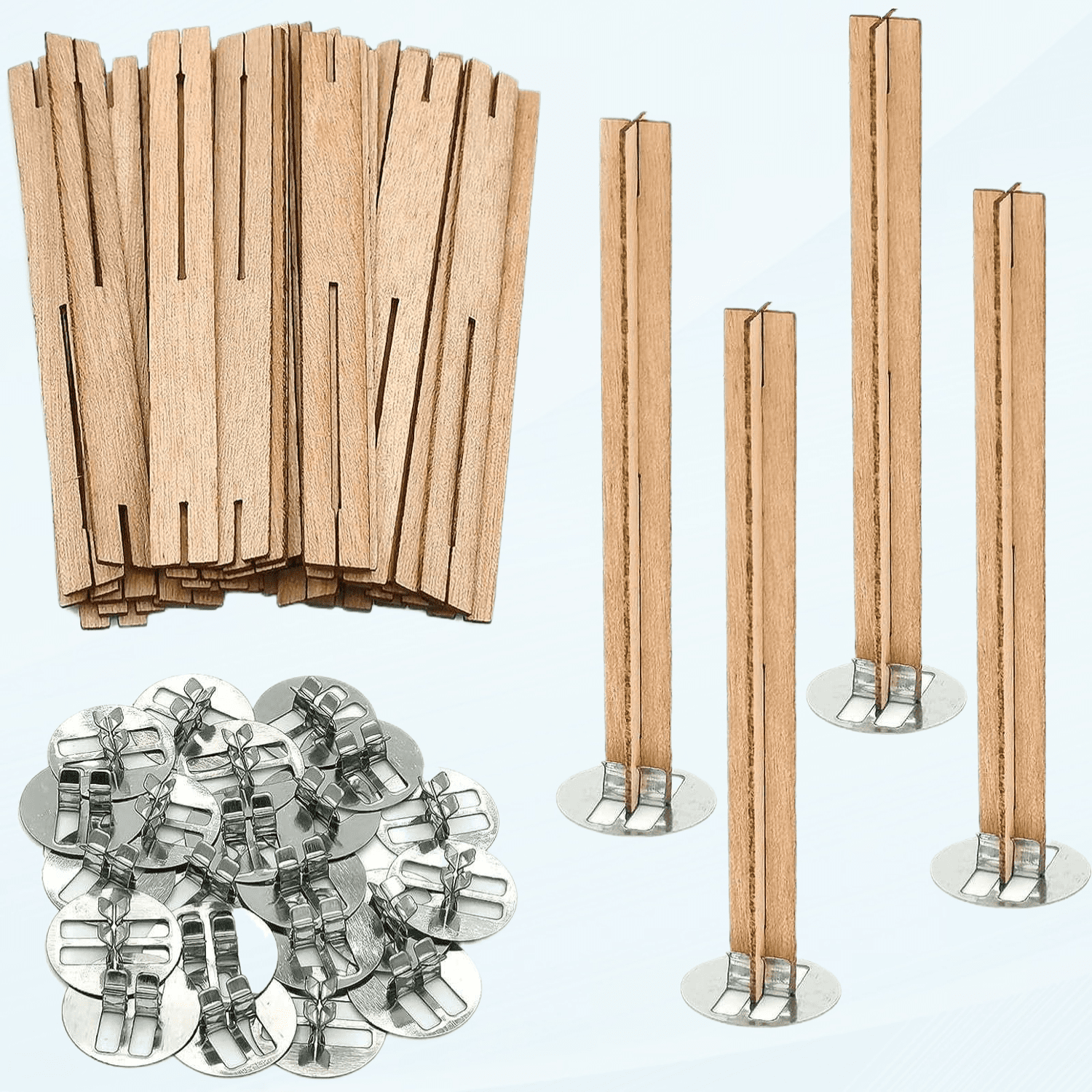 25 Set Wood Candle Wicks Cross Shape 10x100mm, Crackling Cross Wooden ...