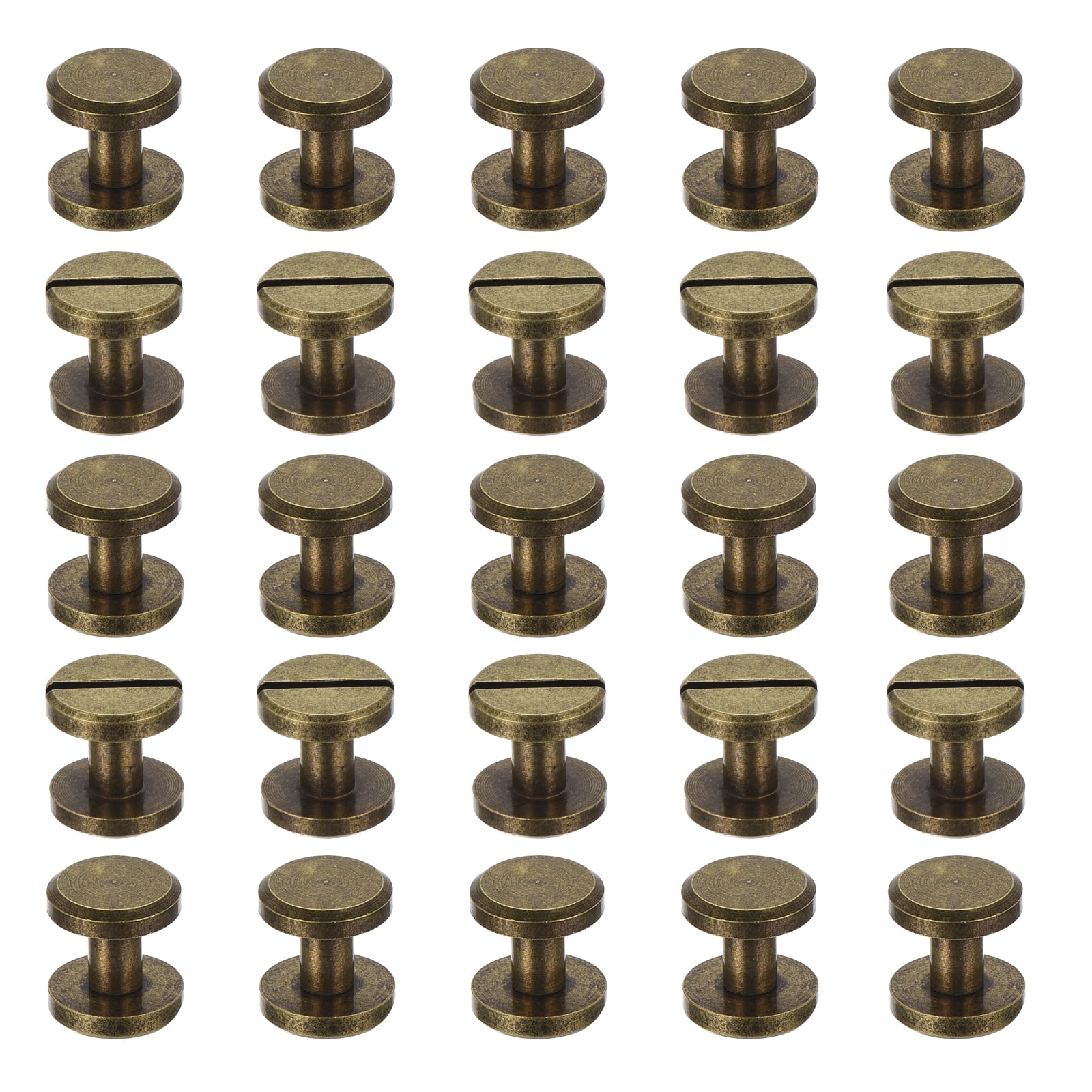 25 Sets Chicago Screws, 10mm L Brass Chicago Screw Binding Post Screw ...