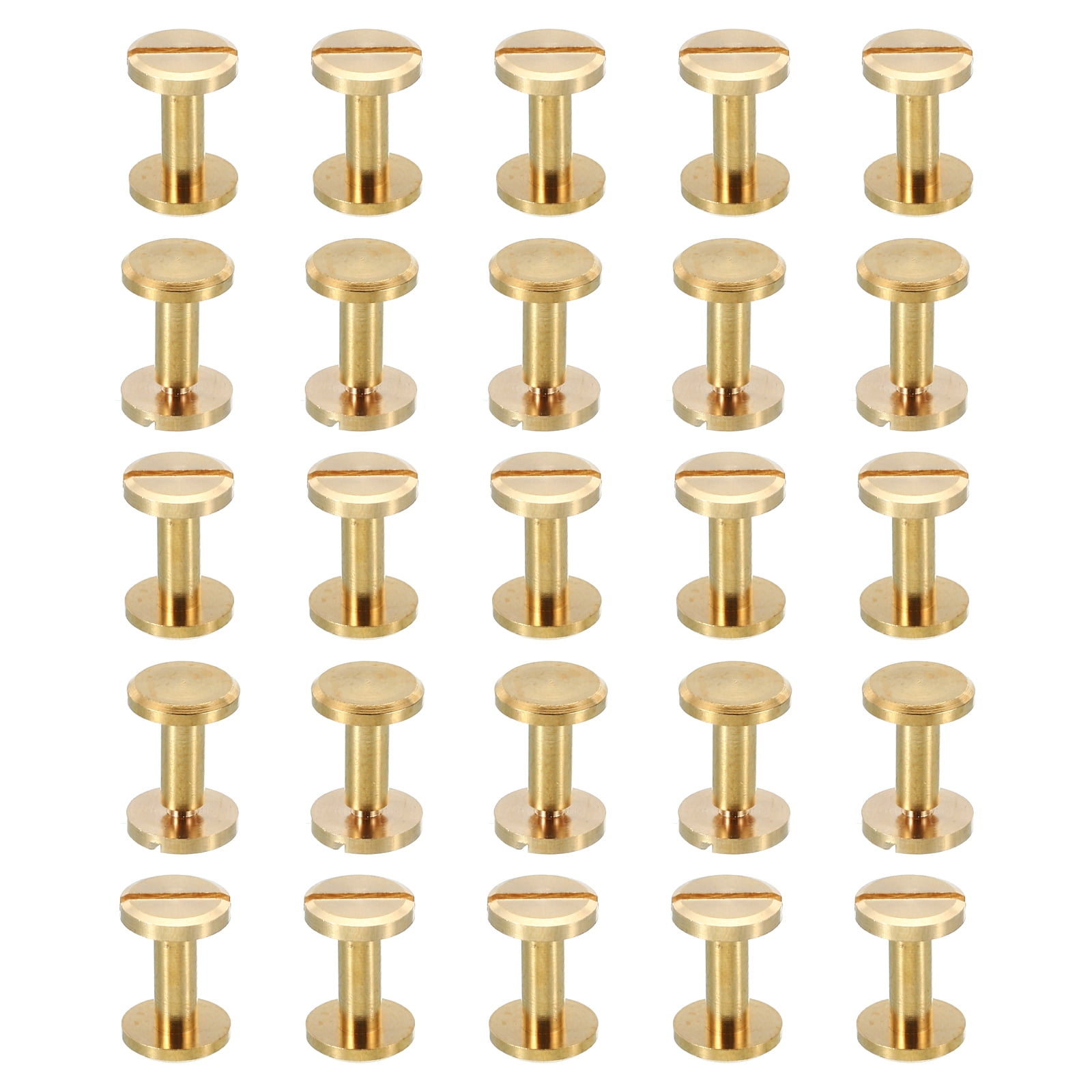 25 Sets Chicago Screws, M4x10mm Brass Chicago Screw Slotted Binding ...