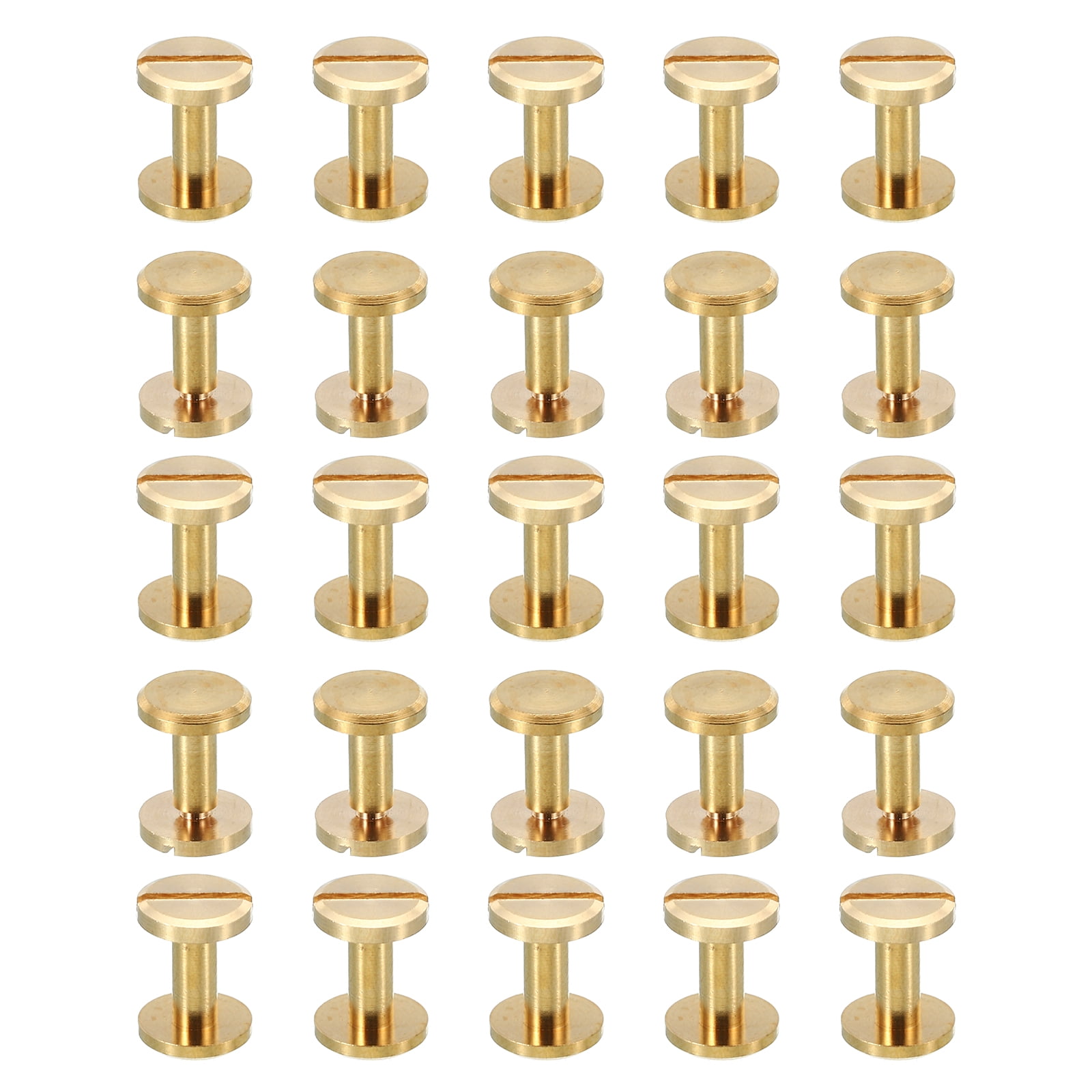 25 Sets Chicago Screws, M4x8mm Brass Chicago Screw Slotted Binding Post ...