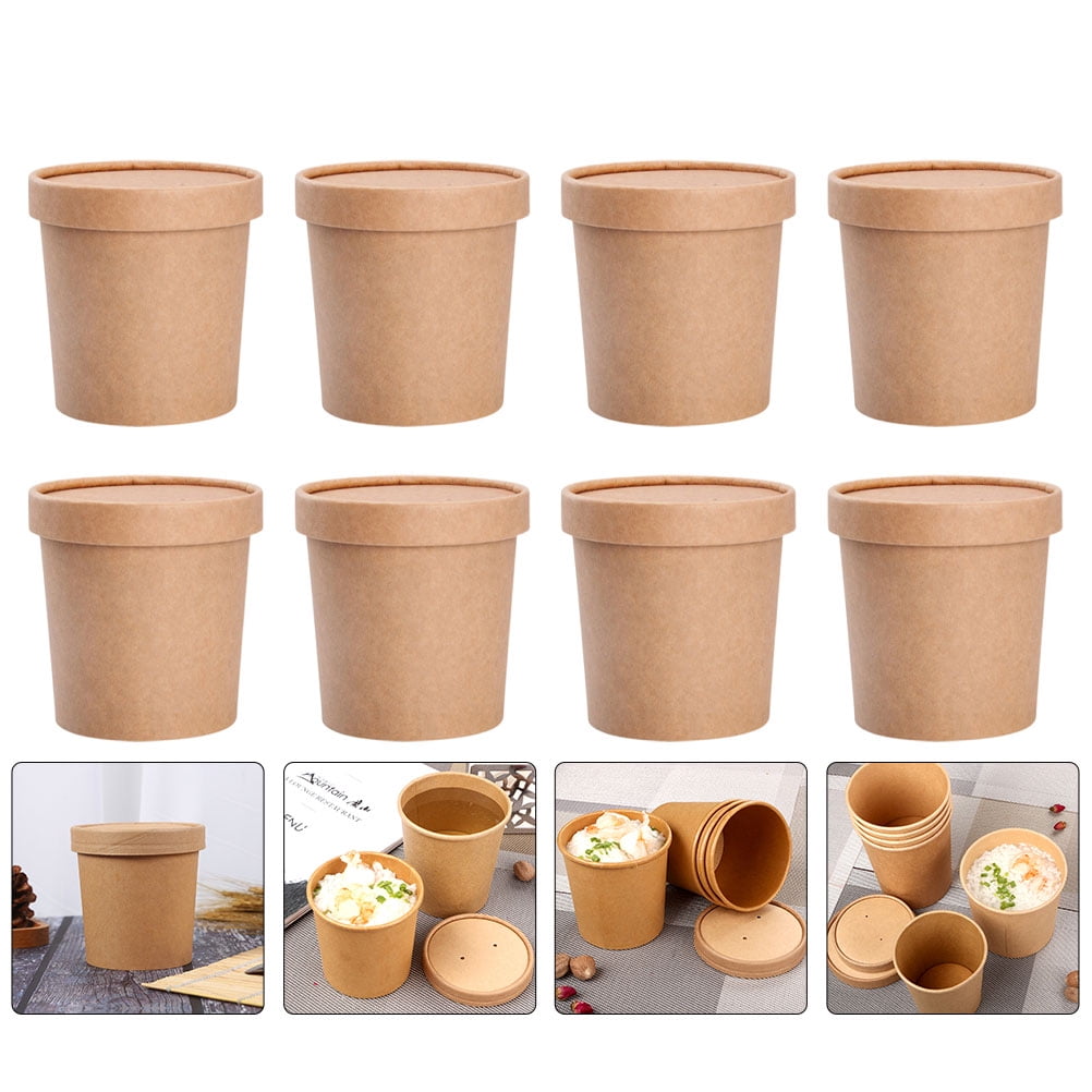 25 Sets Disposable Soup Cups Ice Cream Yogurt Dessert Cups With Lids ...