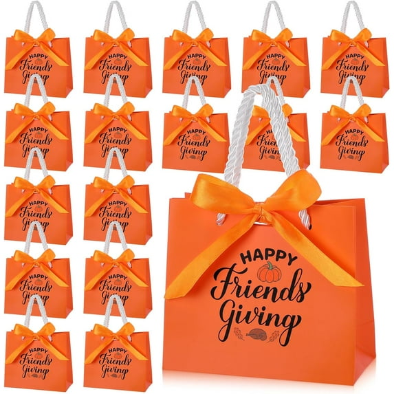 25 Sets Friendsgiving Gift Bags Small Thanksgiving Orange Goodie Candy ...
