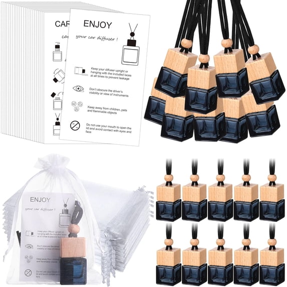 25 Sets Hanging Car Air Freshener Diffuser Bottles Empty Bulk with Car ...