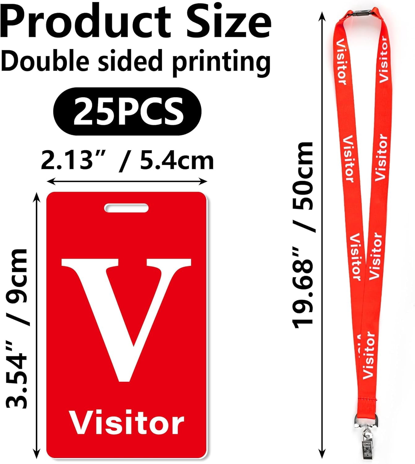 25 Sets Visitor Badge Lanyard with Clips Breakaway Reusable Temporary ...