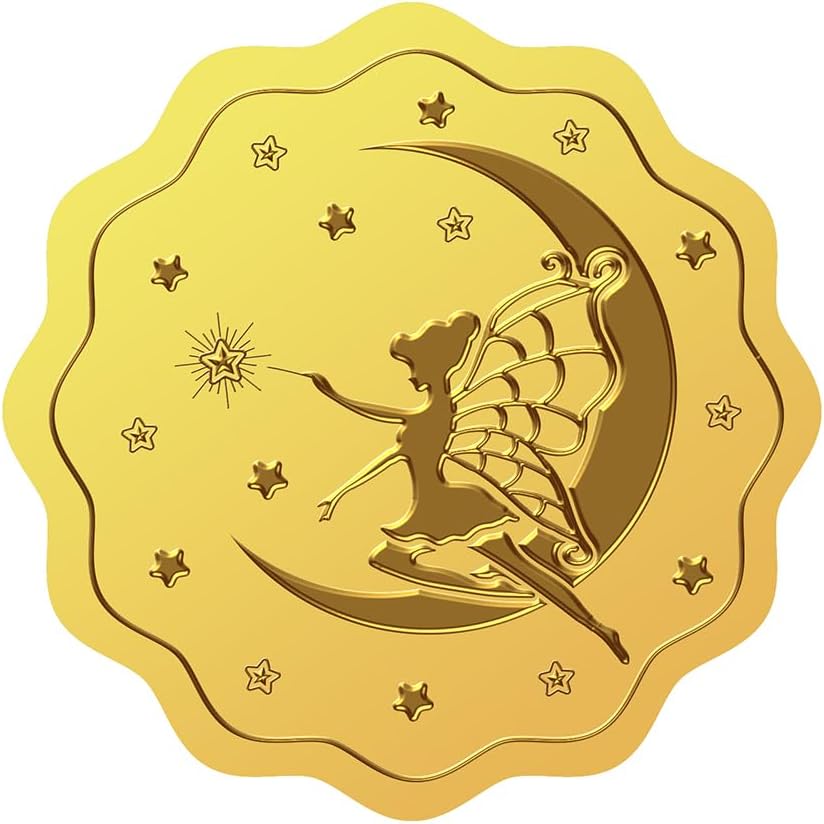 25 Sheet 100PCS Fairy Gold Foil Certificate Seals 2inch Moon Metal Gold ...