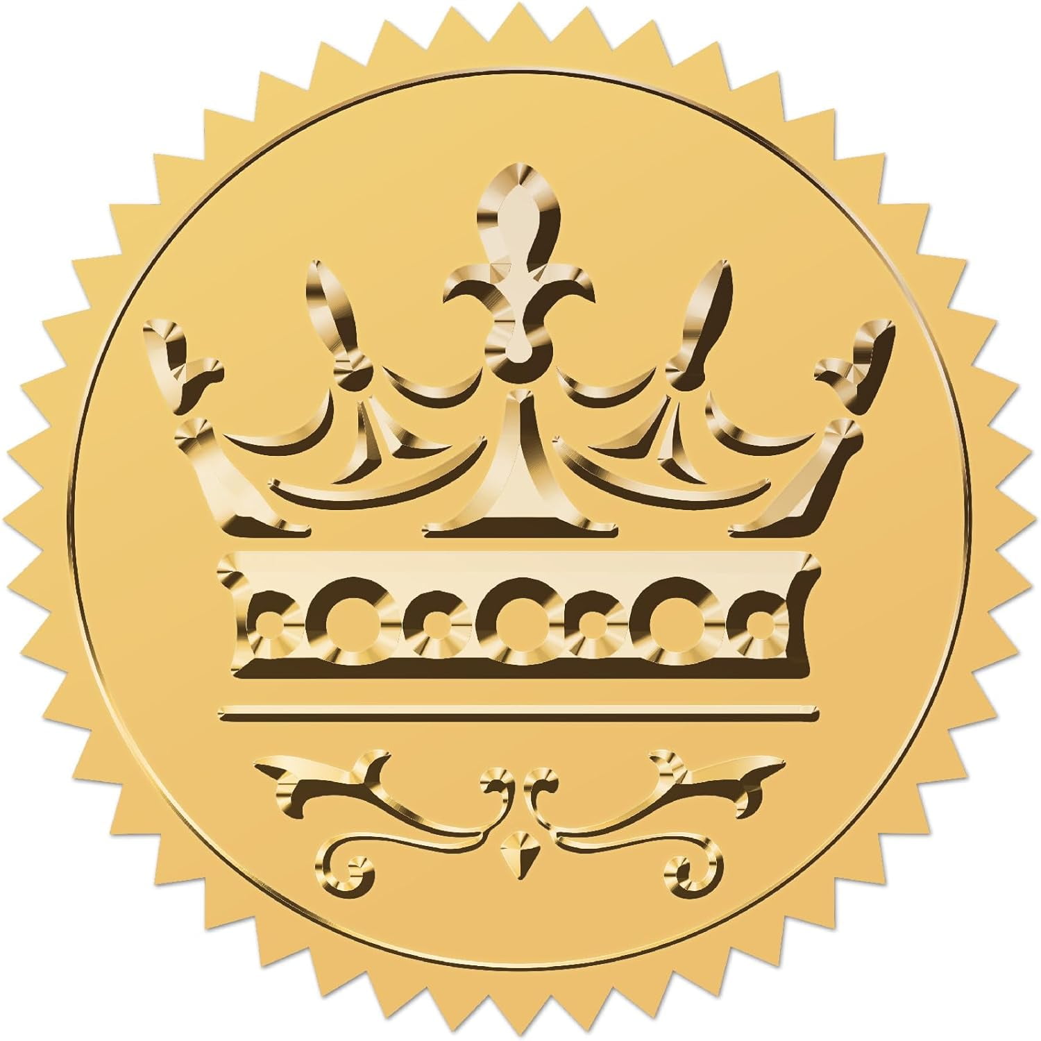 25 Sheet Crown Gold Foil Embossed Stickers Vintage 2" Self Adhesive ...