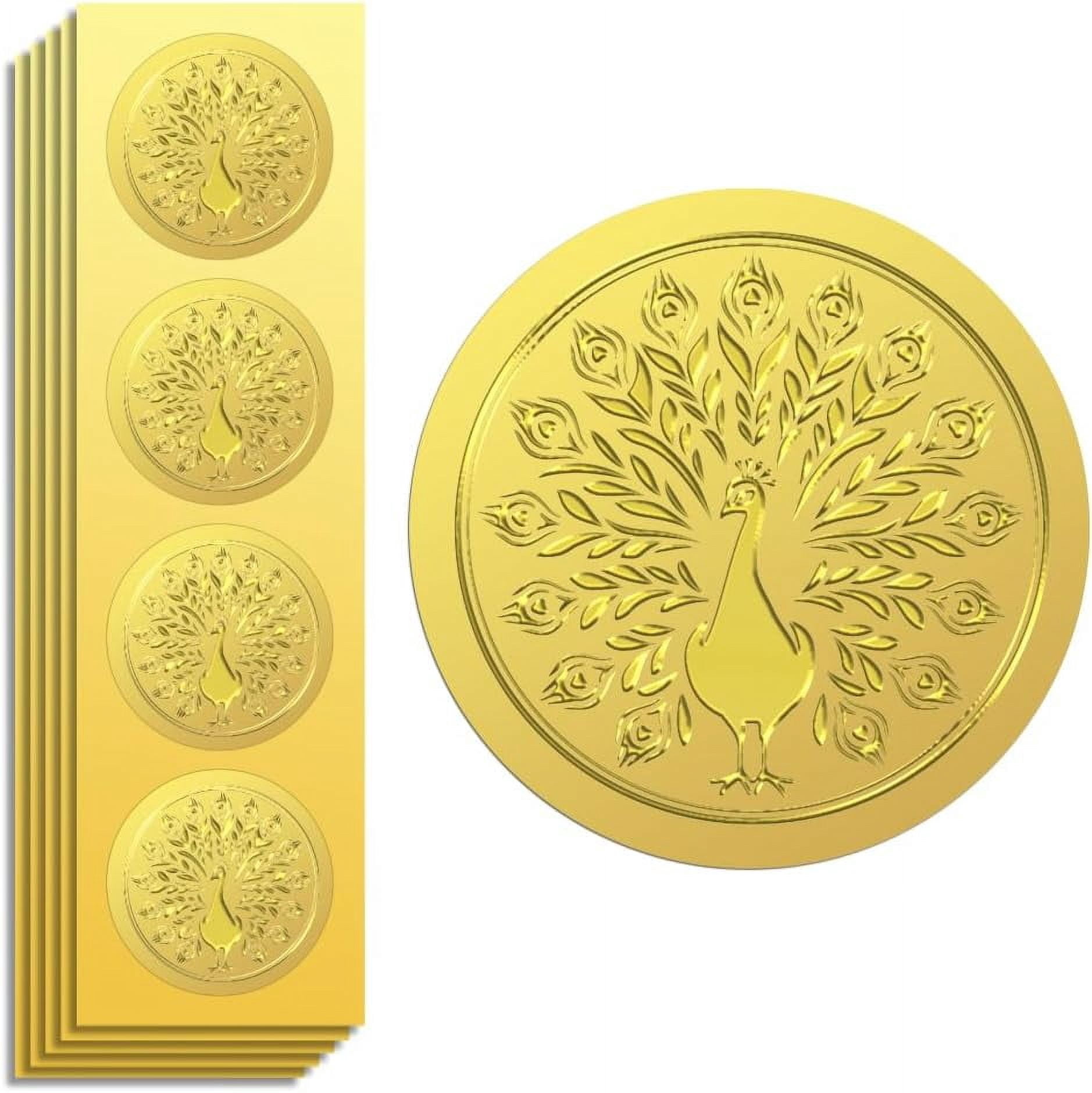 25 Sheet Gold Foil Stickers Seals Embossed Peacock 2 Inch 100Pcs Self ...