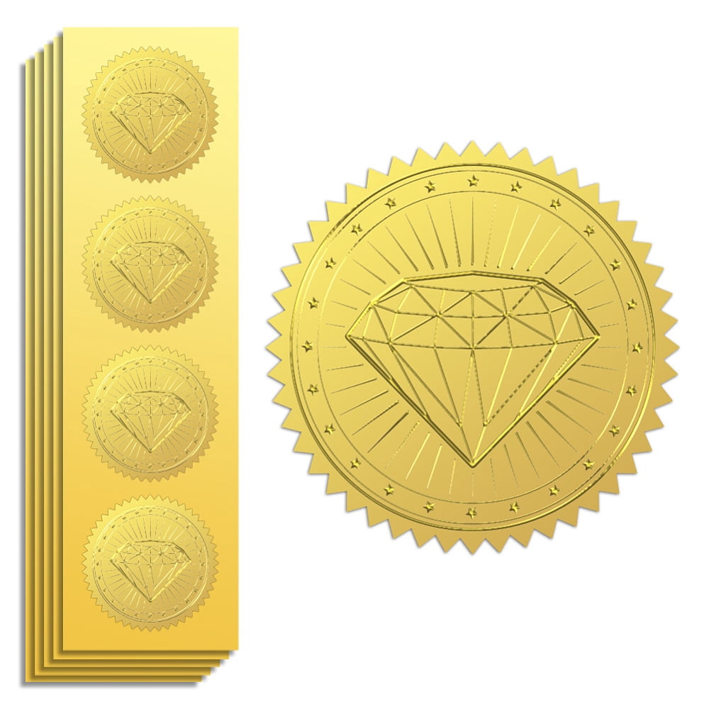 25 Sheet Plastic Self Adhesive Gold Foil Embossed Stickers Medal ...