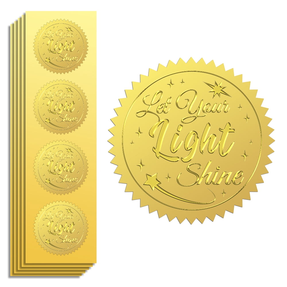 25 Sheet Plastic Self Adhesive Gold Foil Embossed Stickers Medal ...