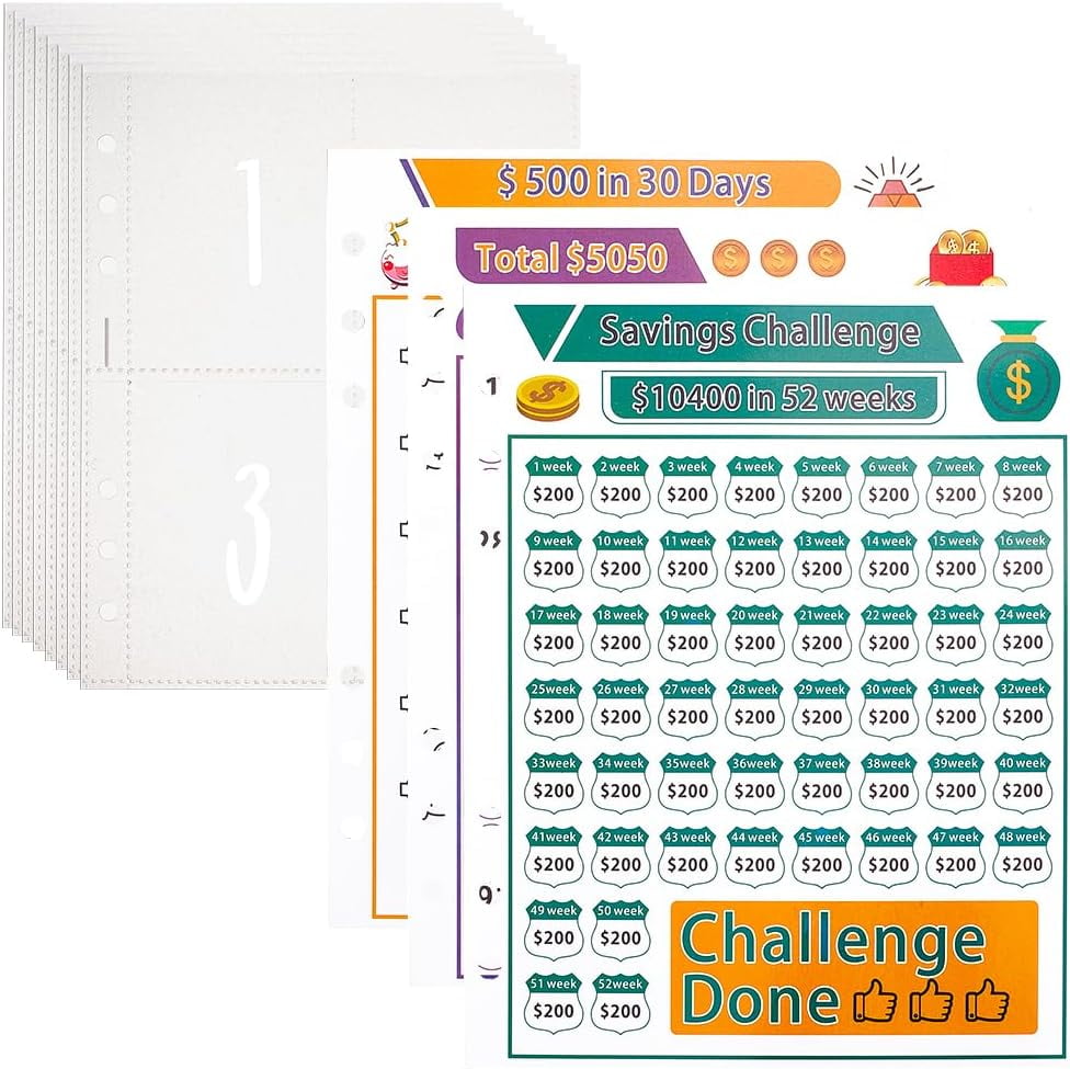 25 Sheets 100 Envelopes Money Saving Challenge Binder A5 6 Ring Binder ...