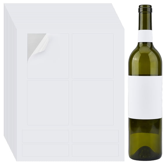 25 Sheets 100Pcs White Labels Stickers Printable Wine Labels Blank Wine ...