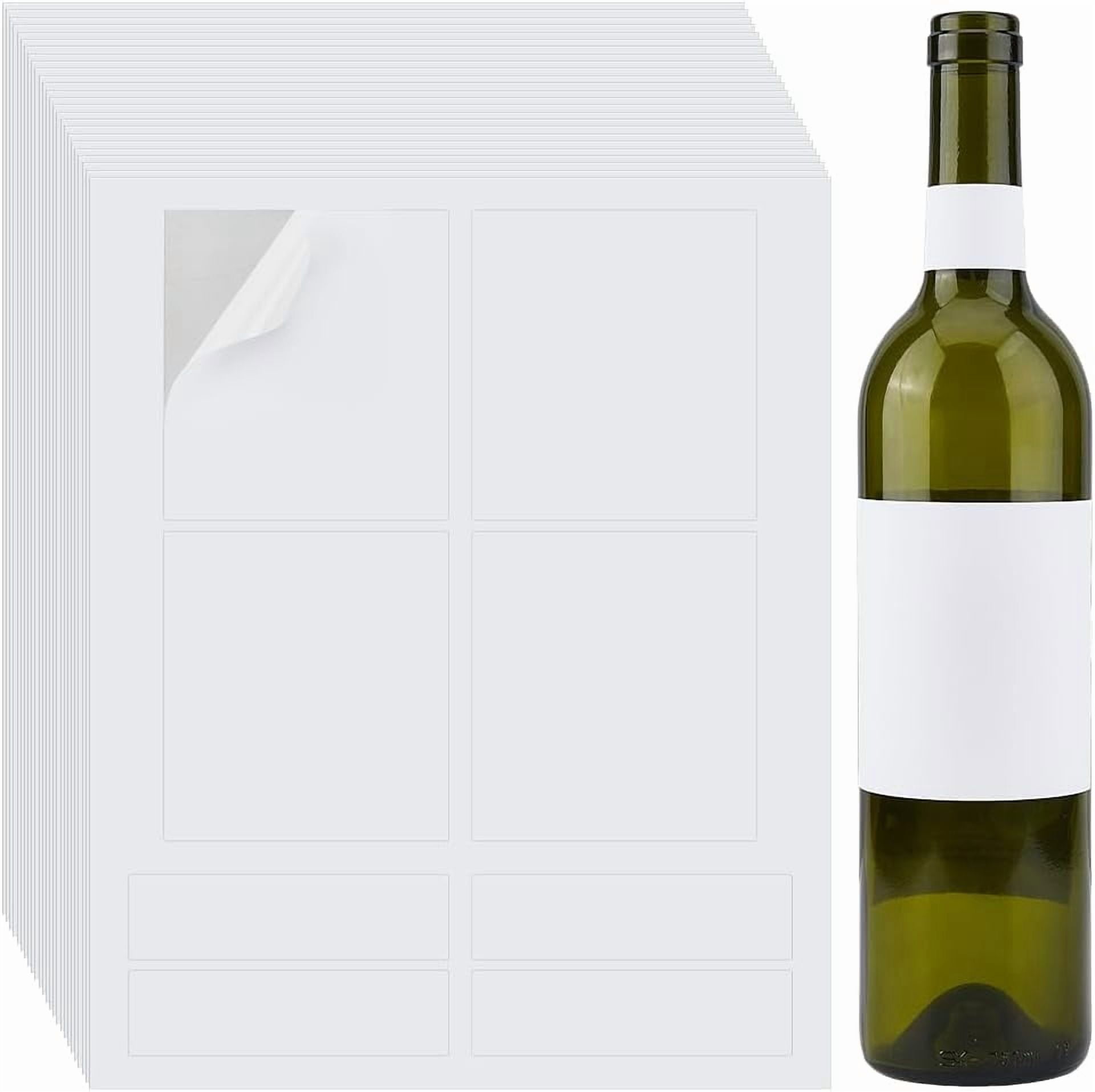 25 Sheets 100Pcs White Labels Stickers Printable Wine Labels Blank Wine ...