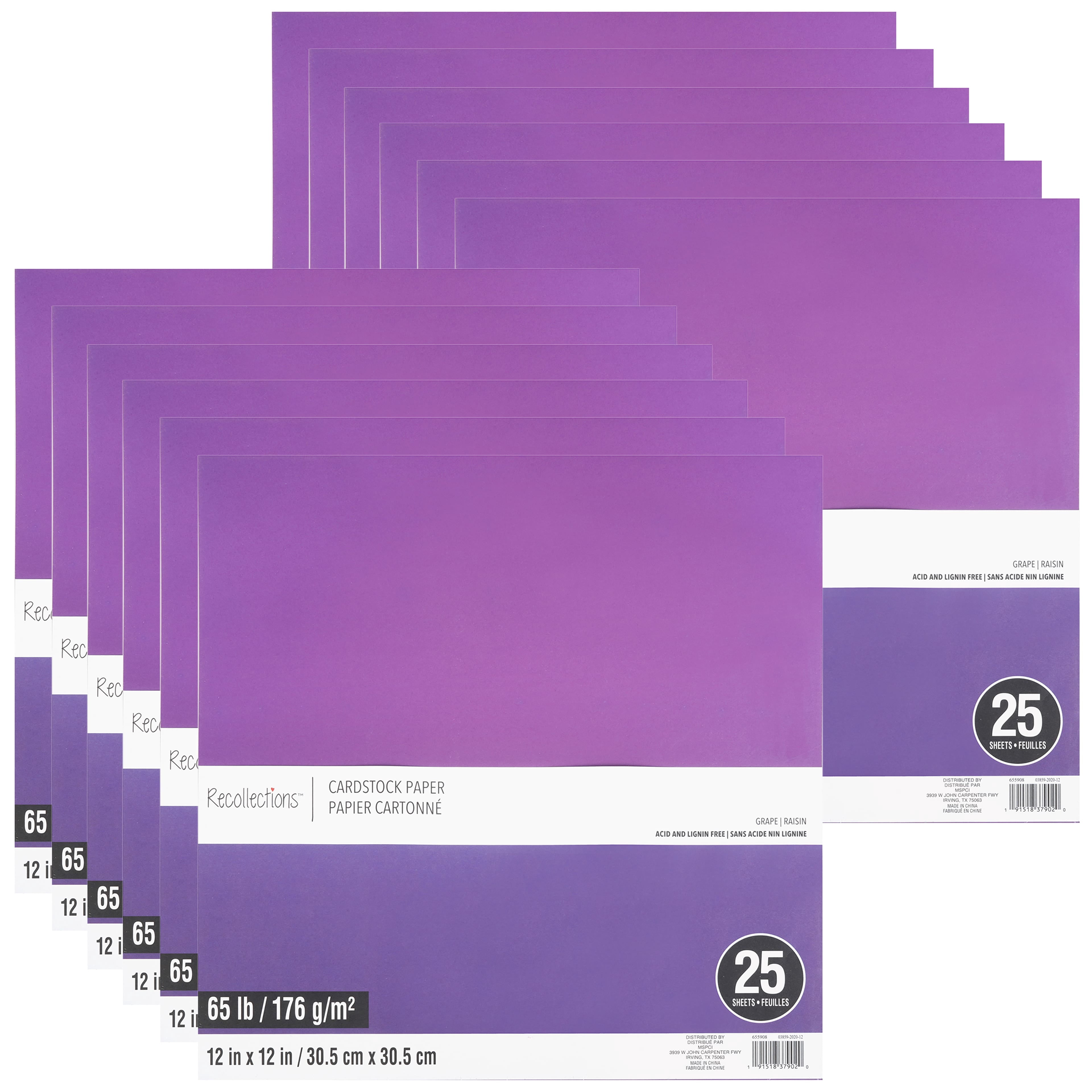 300 Sheets Grape 12" x 12" Cardstock Paper by Recollections - Acid and ...