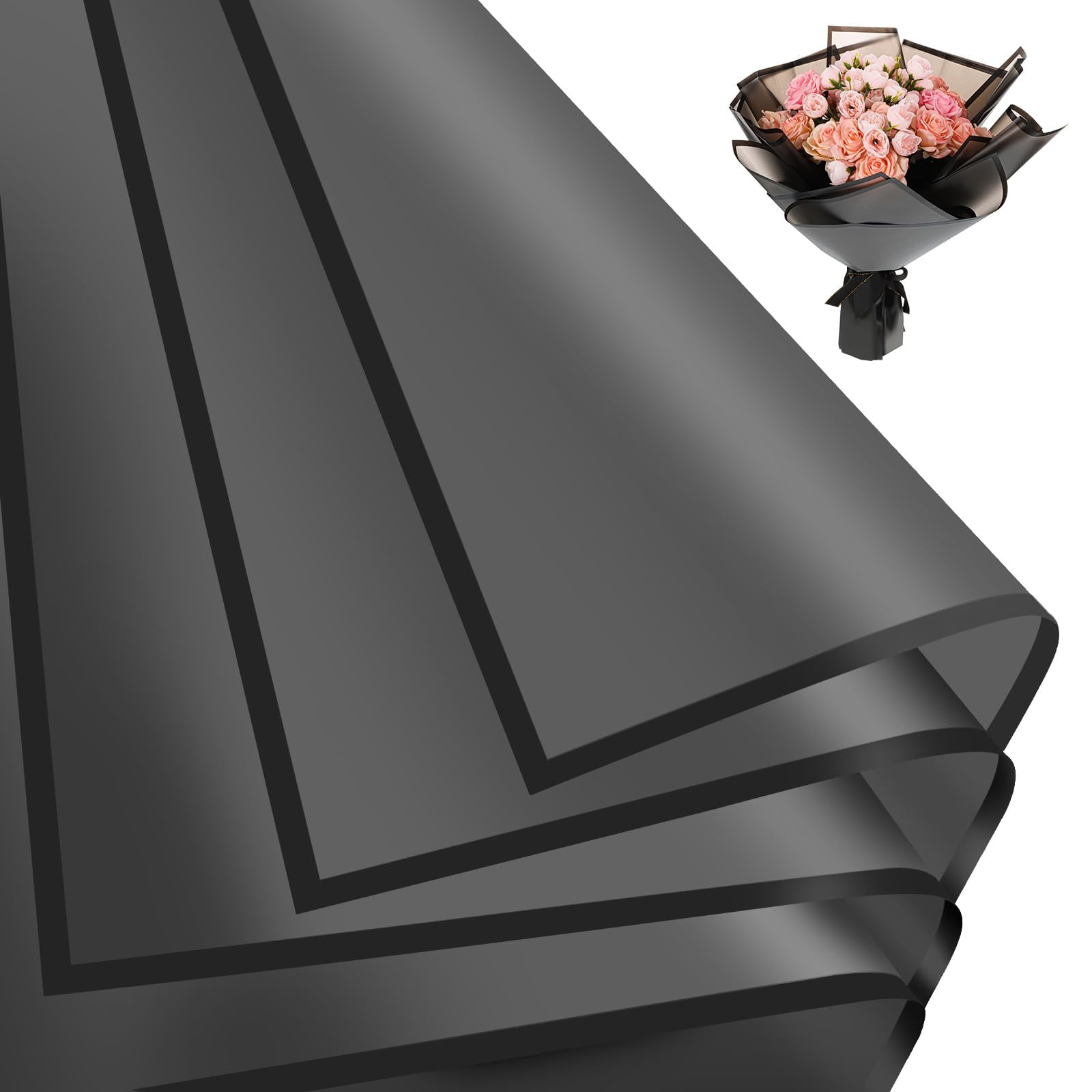 25 Sheets Black Floral JKF25 Paper, Graduation Gifts Flower Bouquet ...