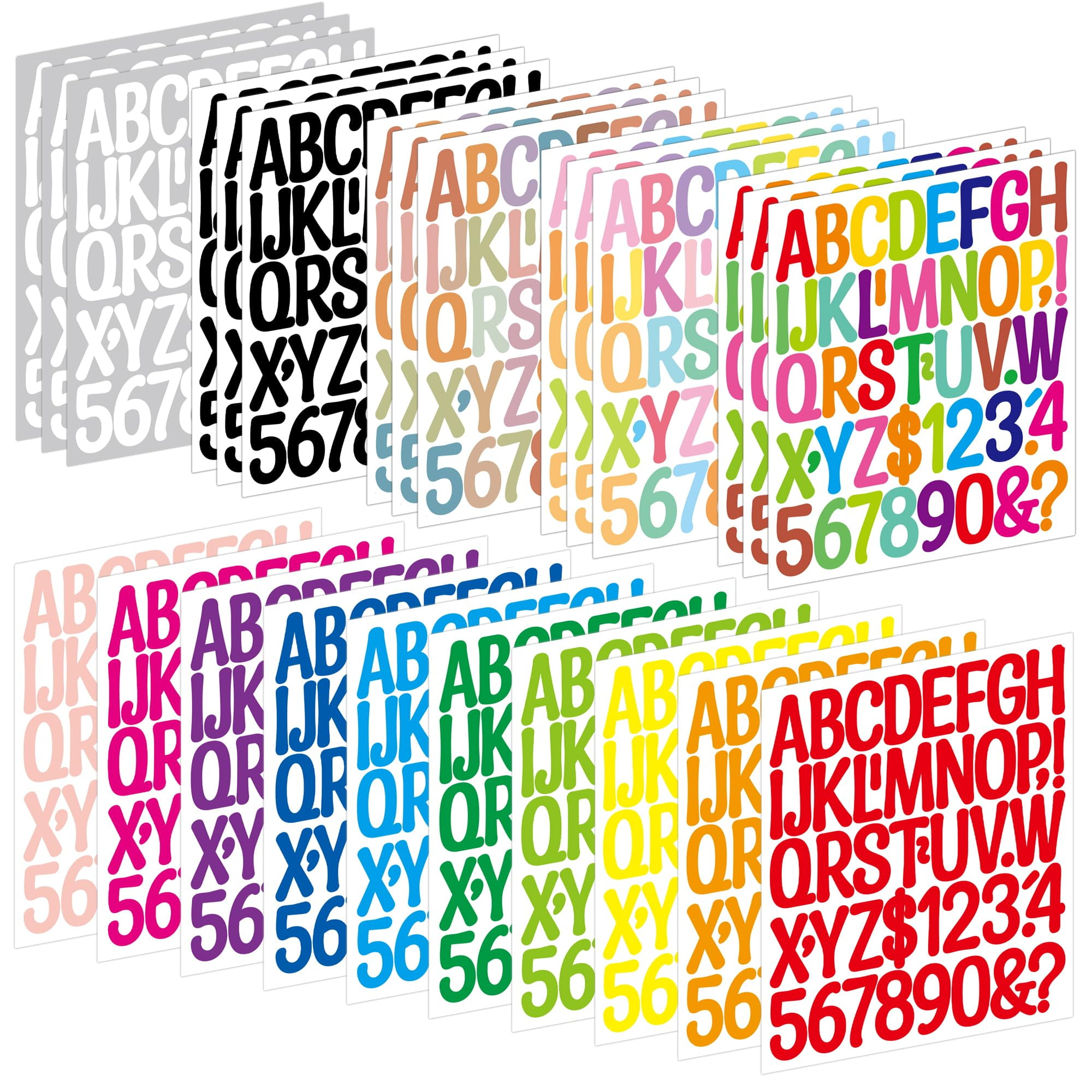 Neasyth 25 Sheets Letter Stickers Large 1175Pcs Alphabet Number ...
