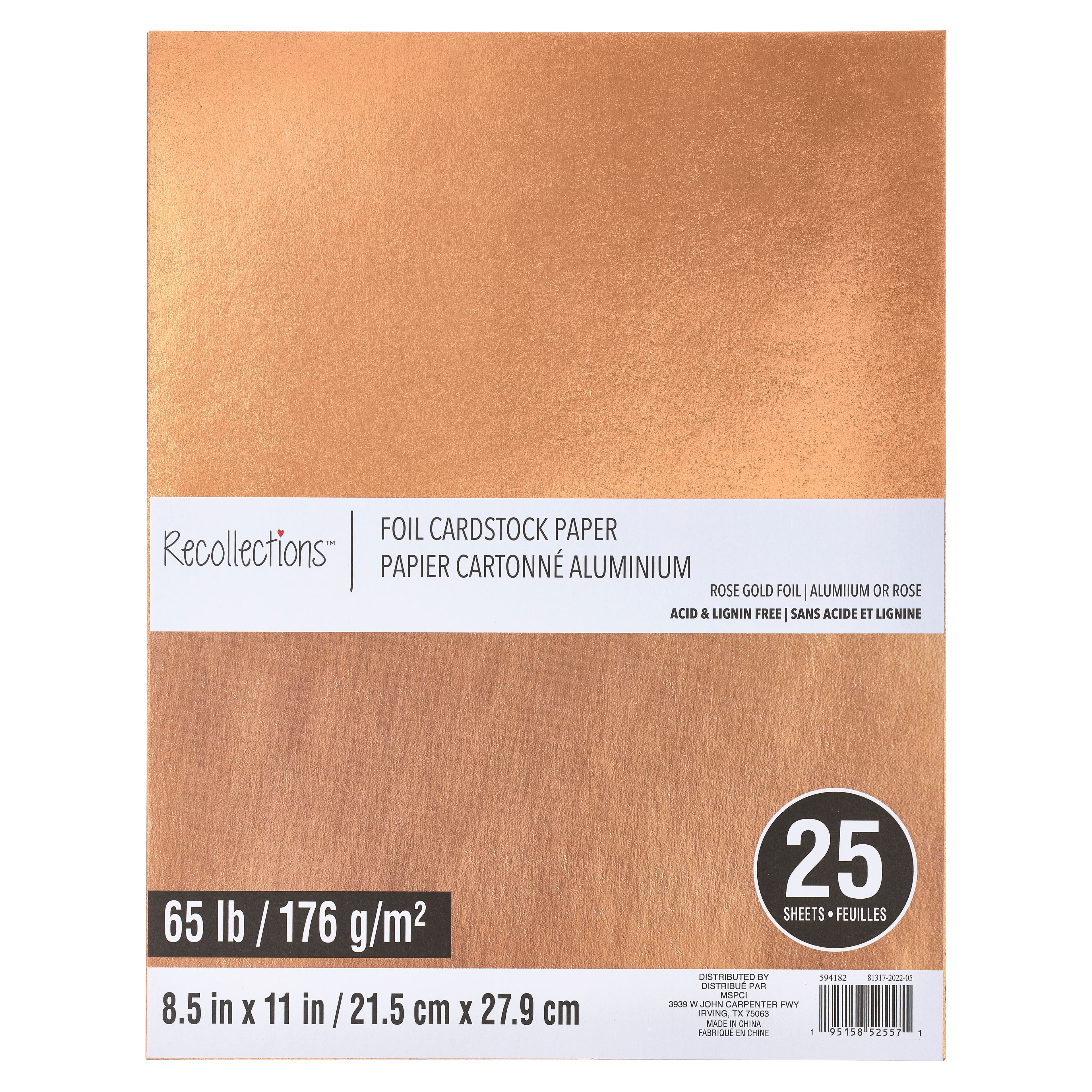 25 Sheets Rose Gold Foil 8.5” x 11” Cardstock Paper by Recollections ...