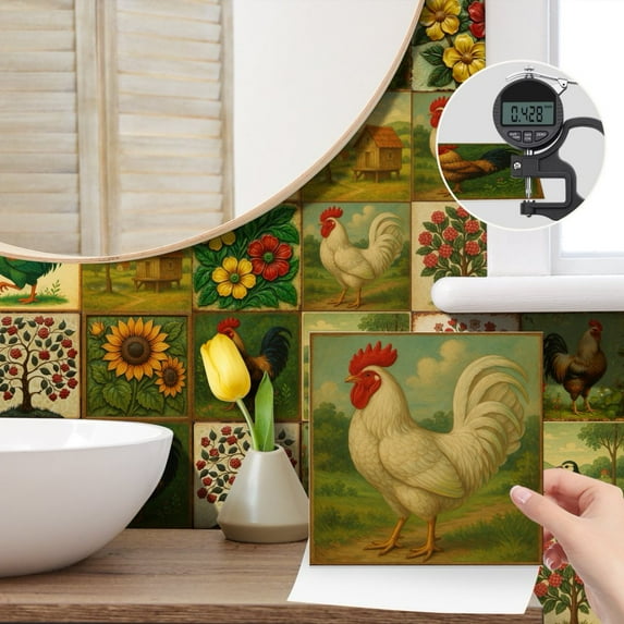 25 Sheets Tiles Decals 6x6inch Flowers Animal Wall Stickers Removable Kitchen Tile Decor Vinyl ...