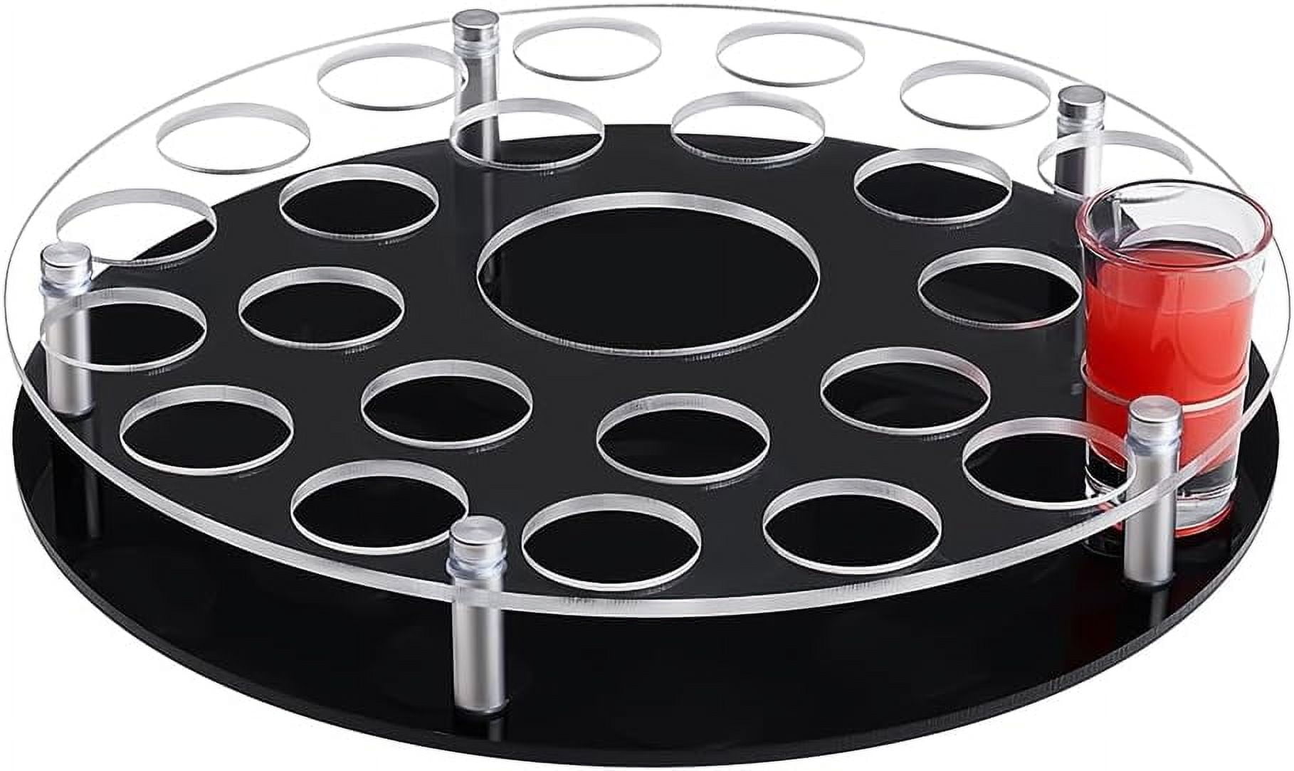 25 Shot Glass Tray Holder with Heavy Base Clear Bar Acrylic Cups Tray ...