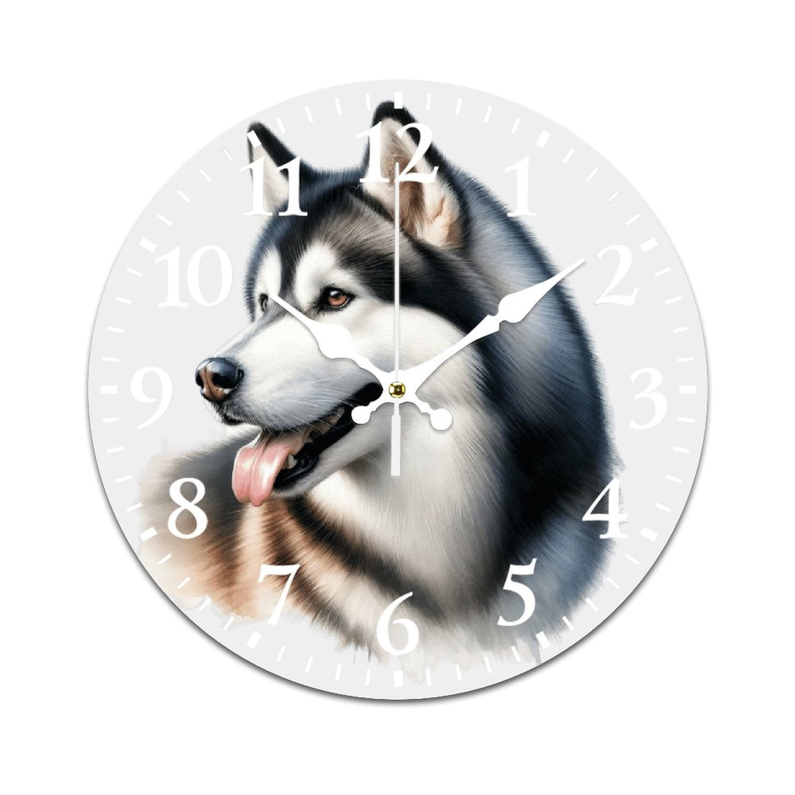 25 Siberian Husky PVC Wall Clock , Battery Powered Silent Wall Clock ...