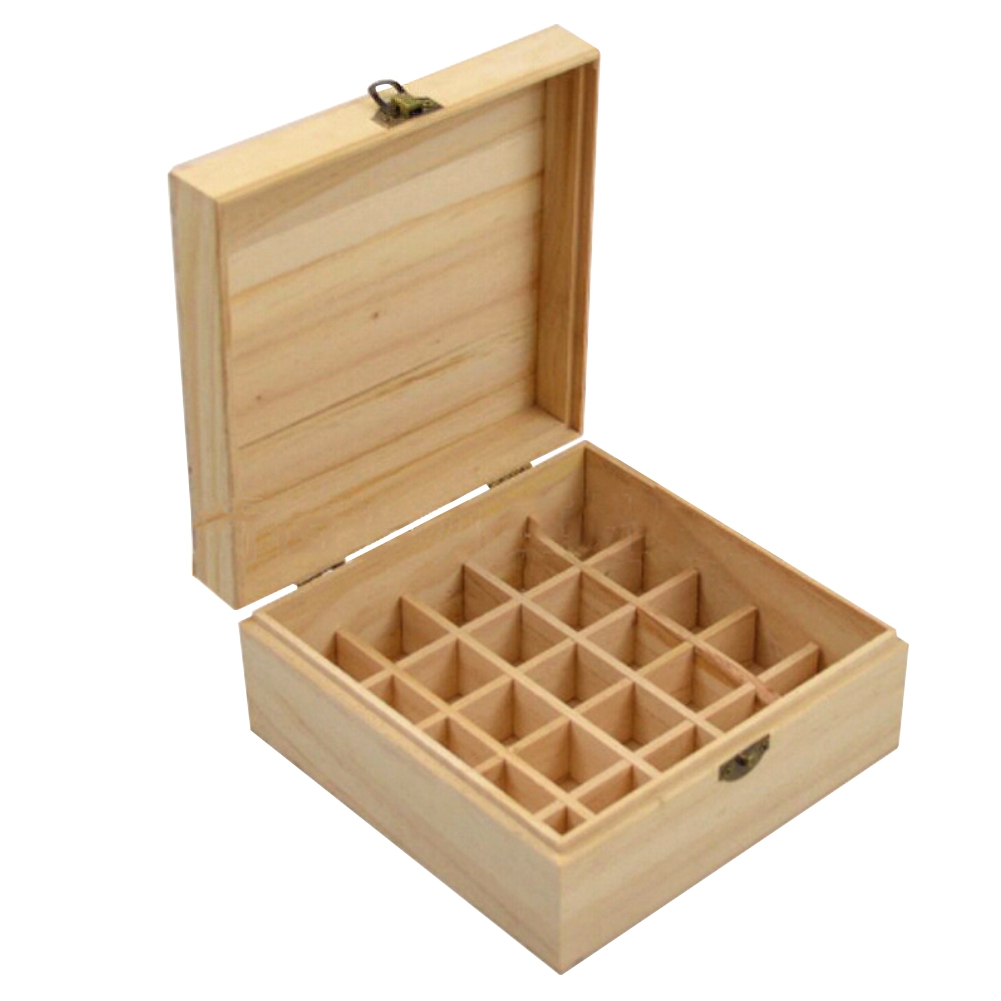 Portable 25-Slot Wooden Essential Oil Storage Box with Compartments ...