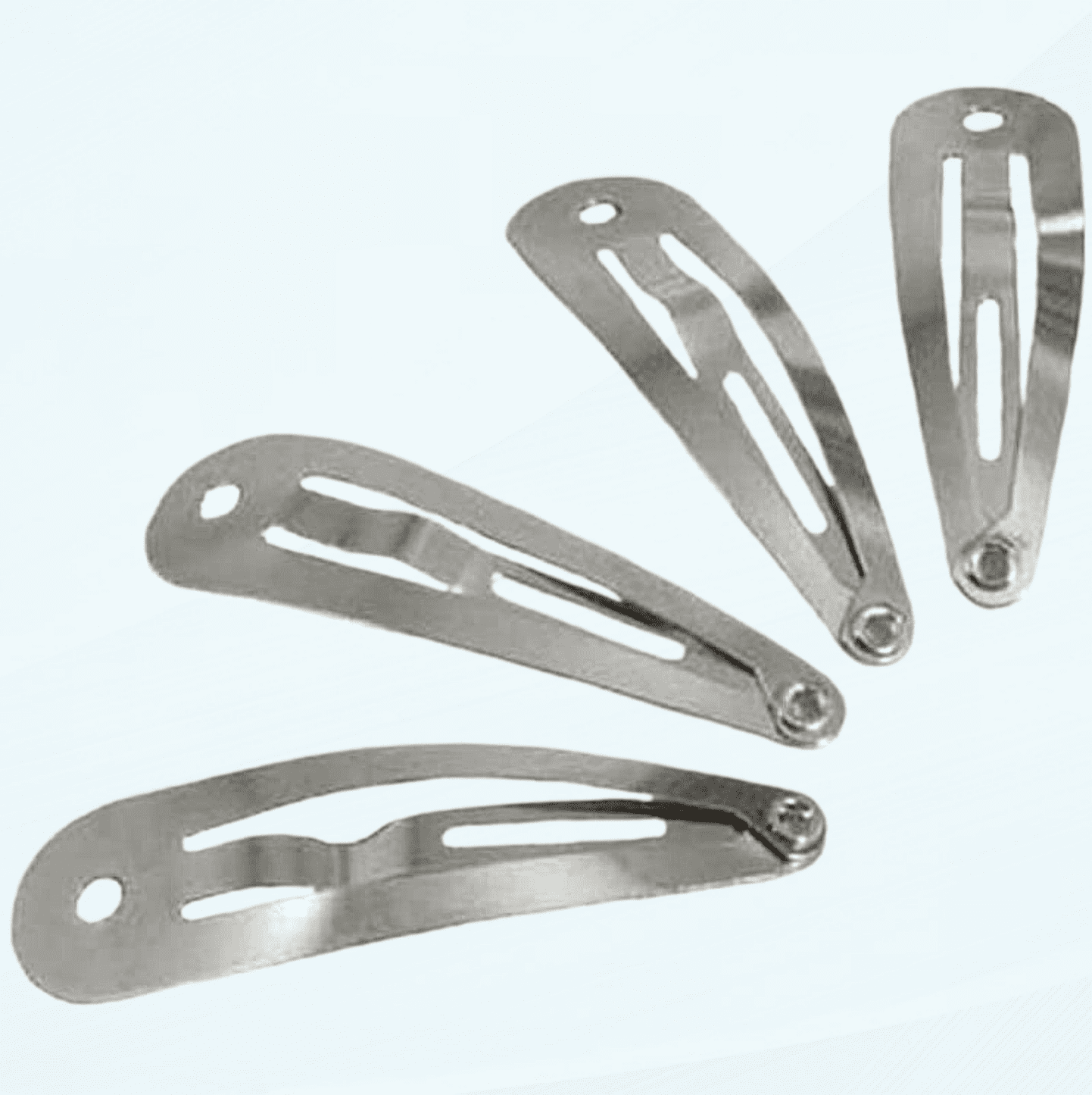 25 Snap Hair Clips - Silver Metal Tear Drop Shape with Hole - 30mm ...