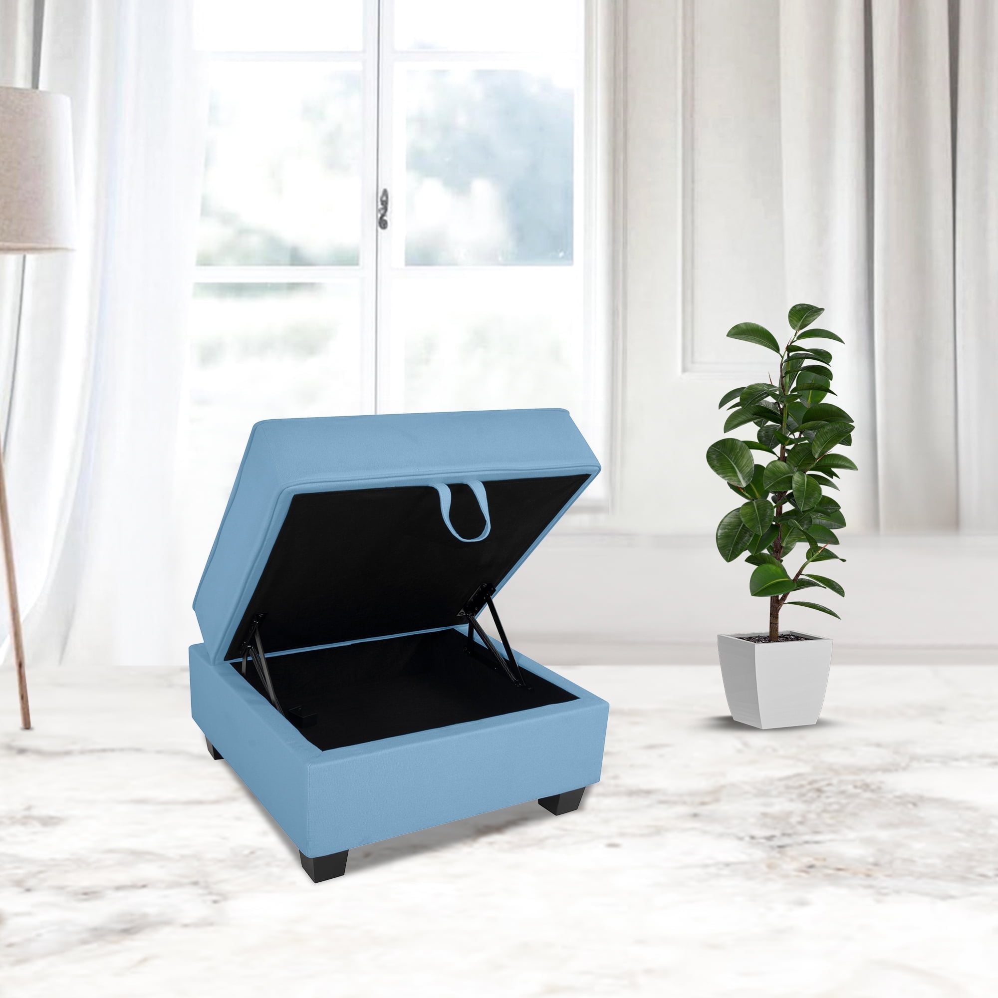 25" Square Ottoman Footstool, Ottoman with Storage for Living Room ...