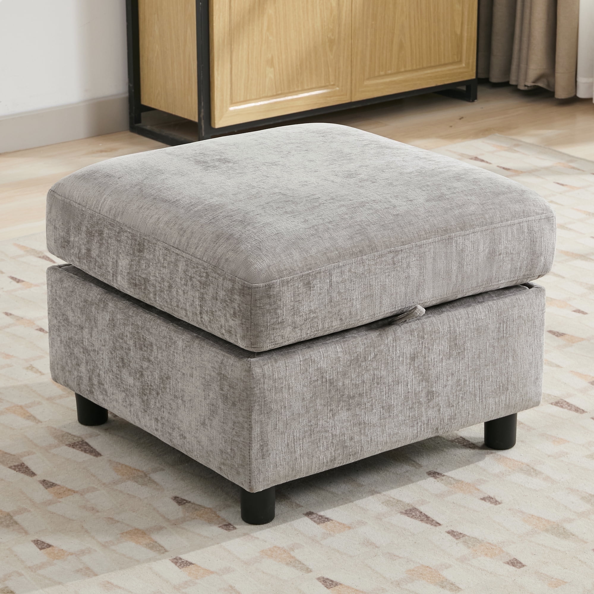25” Square Storage Ottoman Module for Modular Sectional Sofa, Chenille ...