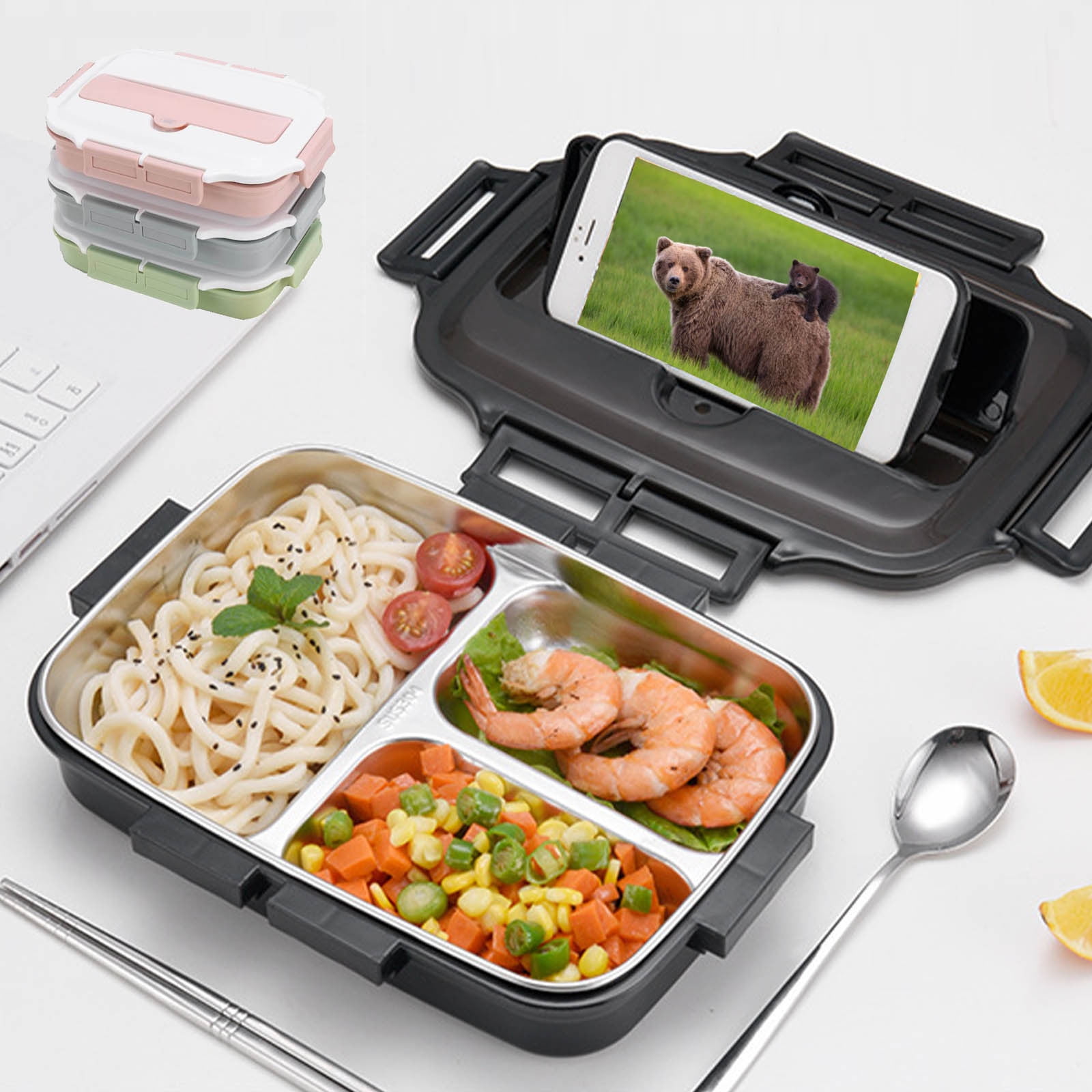 Under 25,Stainless Steel Insulated Bento Food Container,Multi-Layer 1L ...