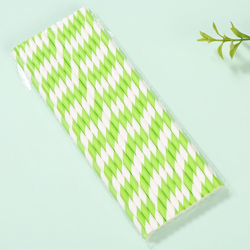 25 Stick Disposable Paper Straws Party Dessert Juice Decoration ...