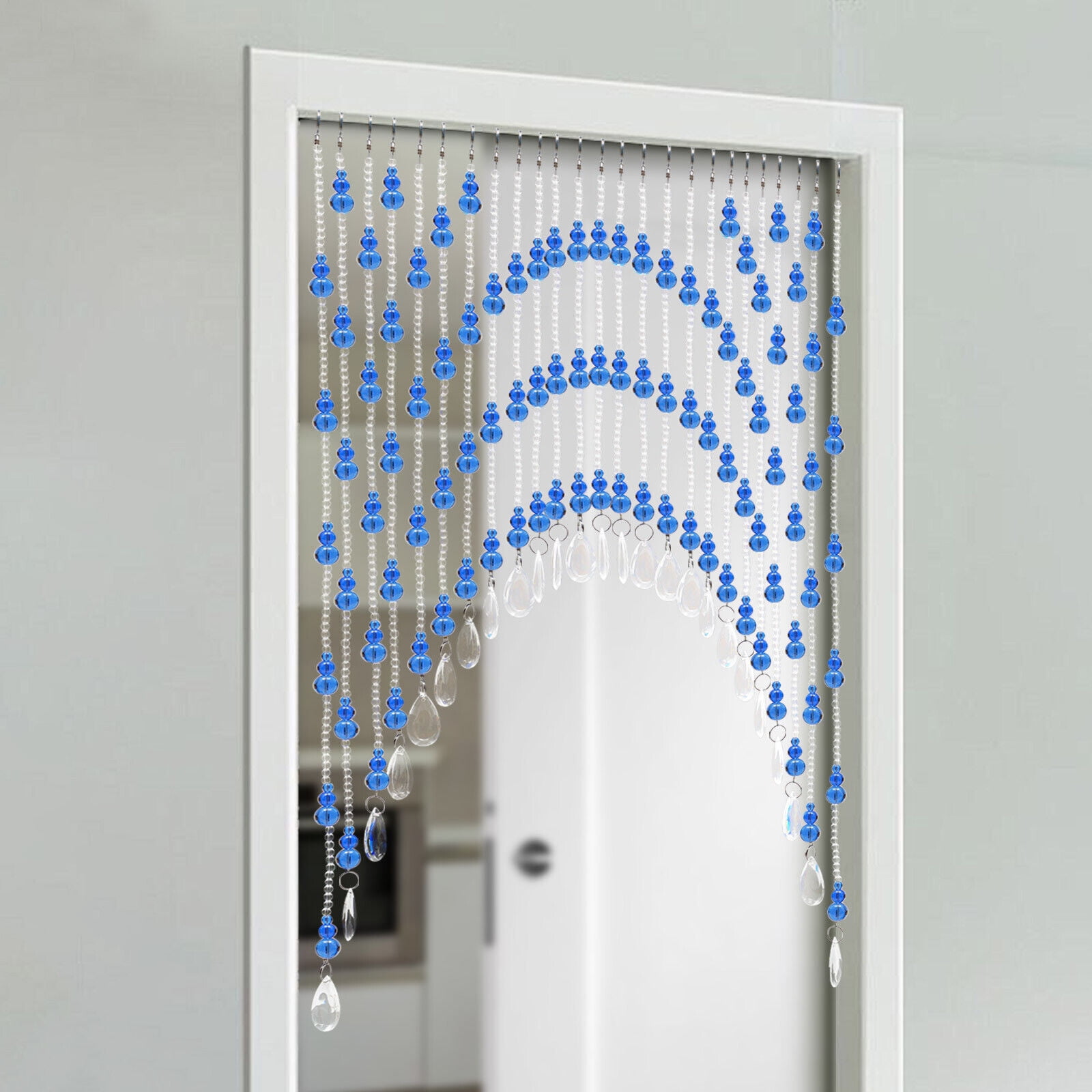 25 Strings Crystal Glass Blue Hanging Beaded Curtain, Garland Arched ...