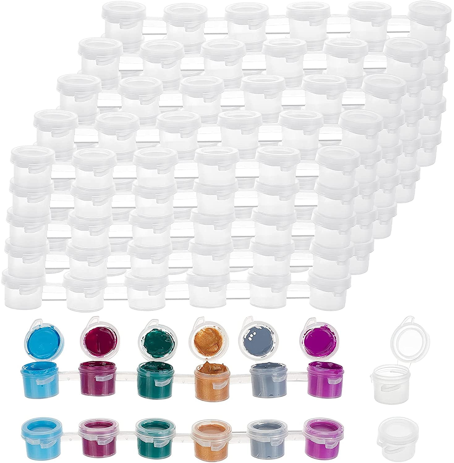25 Strips Empty Paint Pots Strips 150 Pots 3ml/ 0 1oz Mini Paint Pot ...